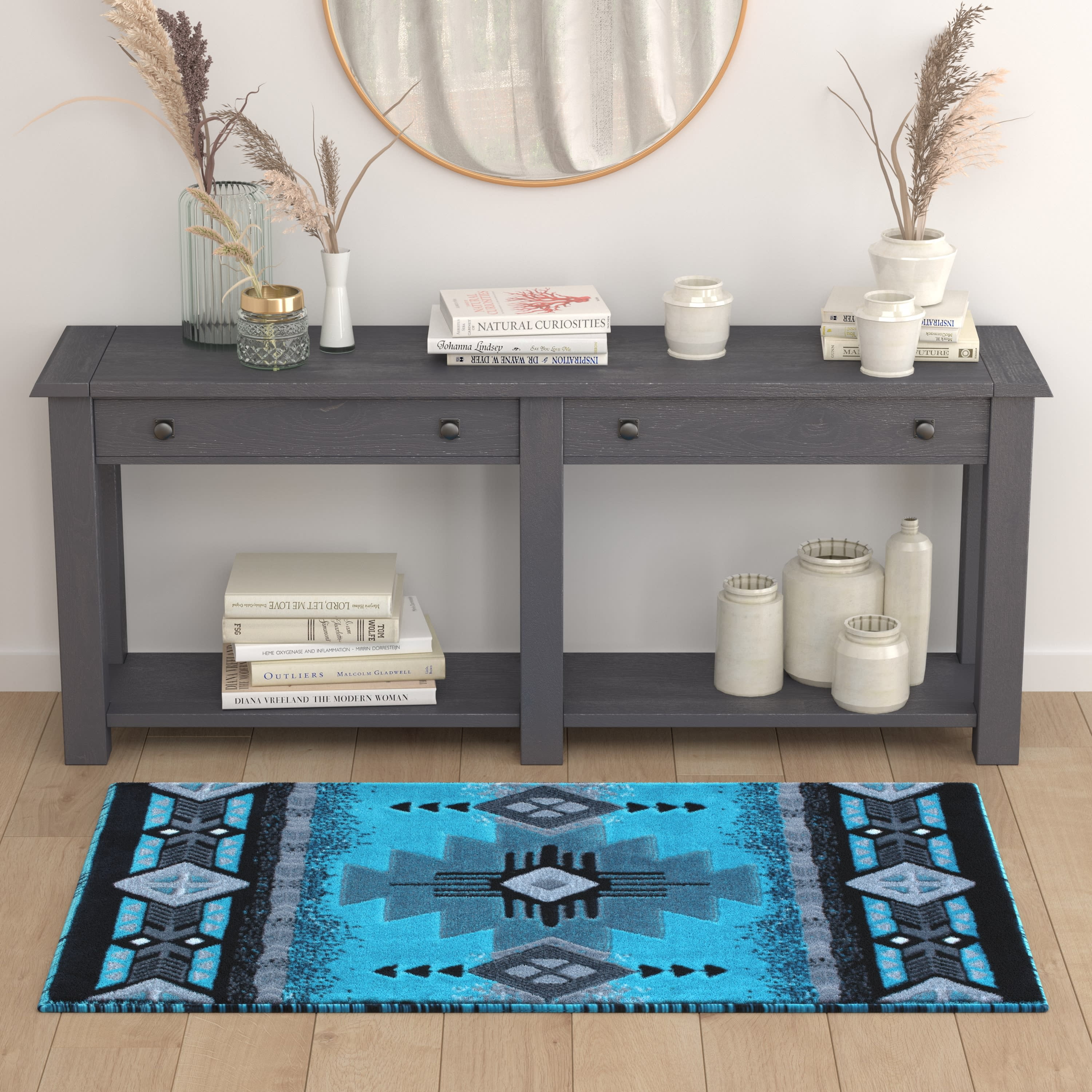 Masada Rugs Southwest Design Turquoise Area Rug (3 Feet X 4 Feet 8 Inch ...