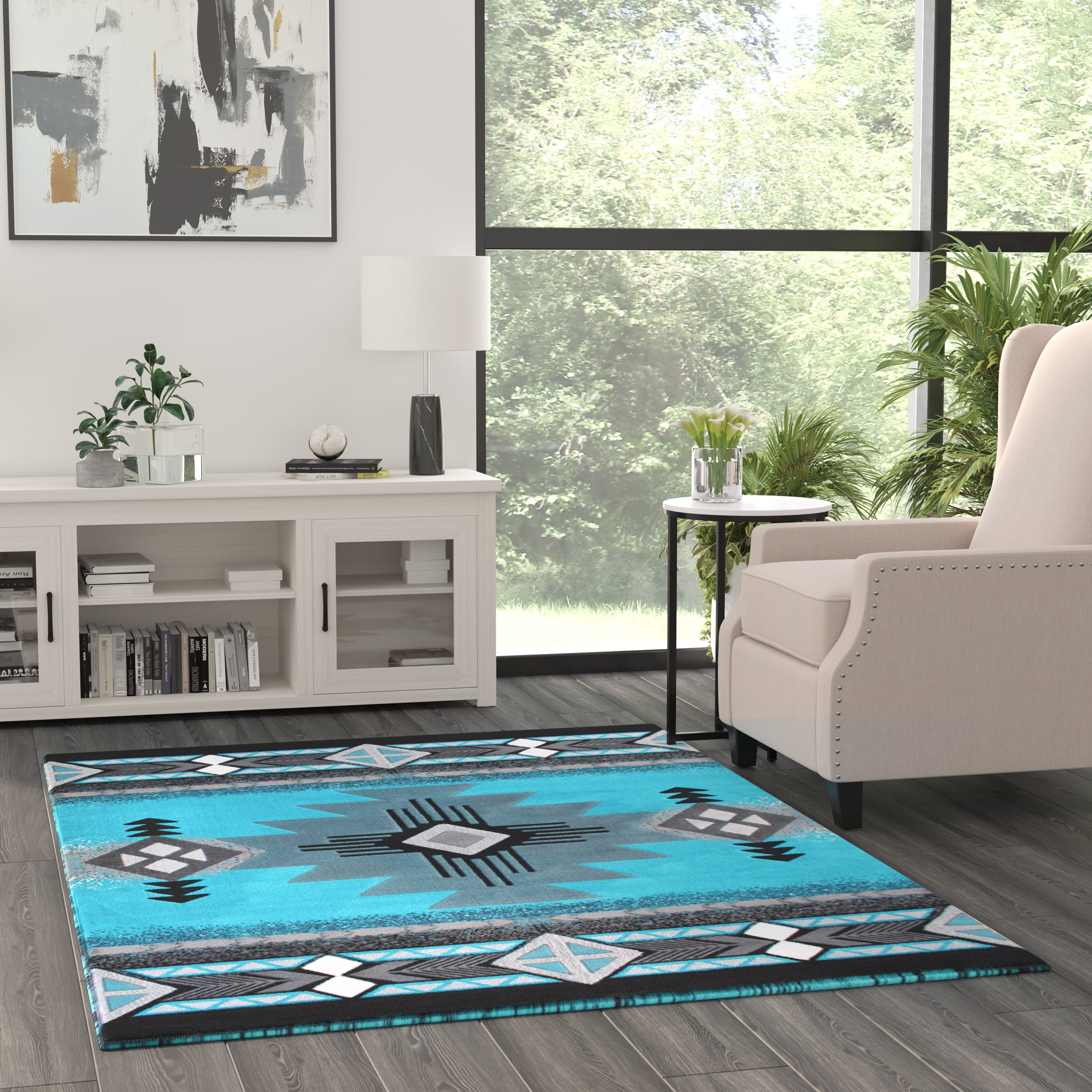 Free Shipping! Masada Rugs Southwest Design Turquoise Area Rug (5 Feet ...