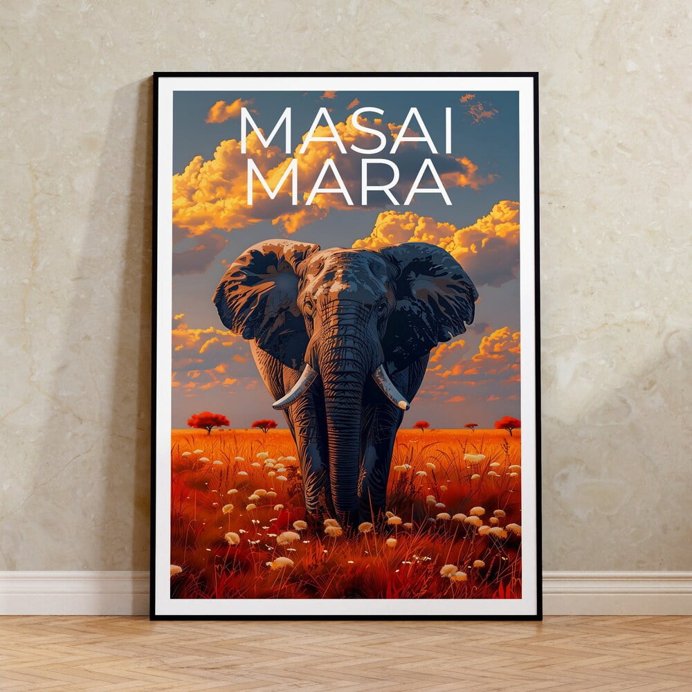 Masai Mara Poster Masai Mara Print Elephant Art Safari Poster Maasai ...