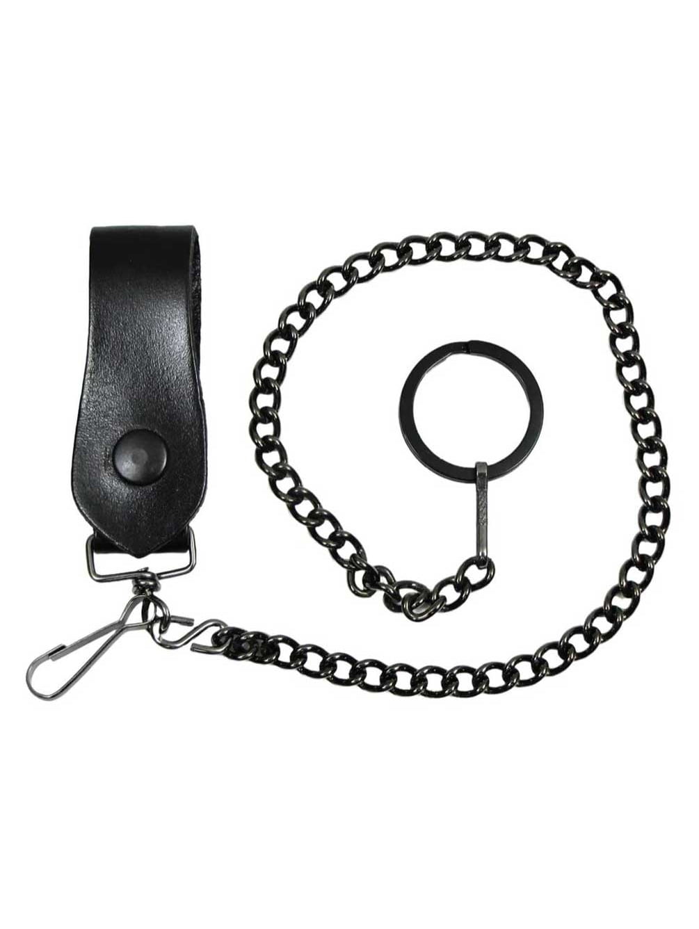 Mascorro 18 inch Gun Metal Wallet Chain w/ Leather Fob & Key Ring ...