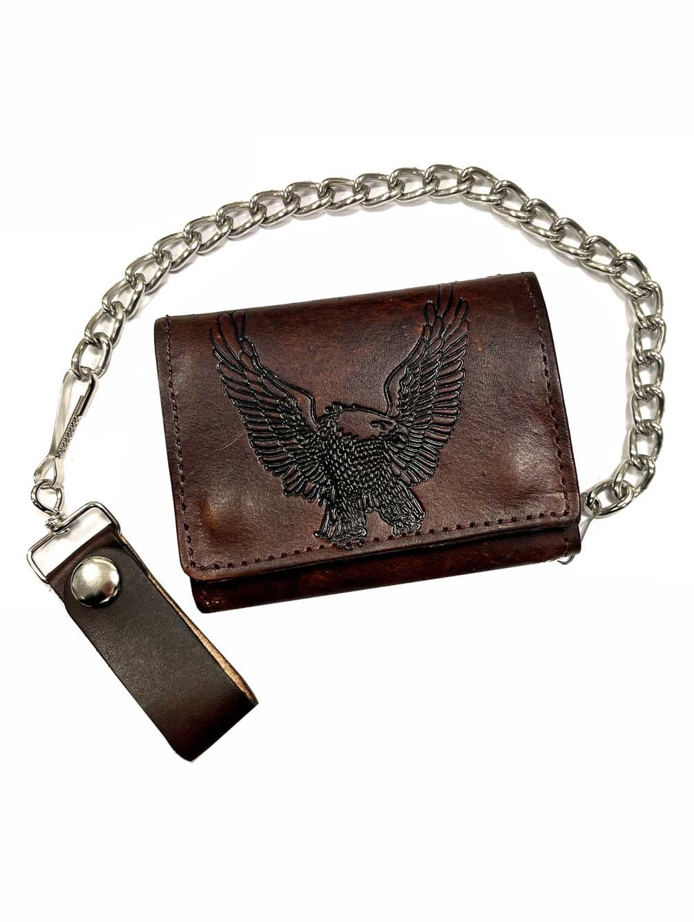 Mascorro Men's Large Tri-Fold Biker Chain Leather Wallet - Antique ...