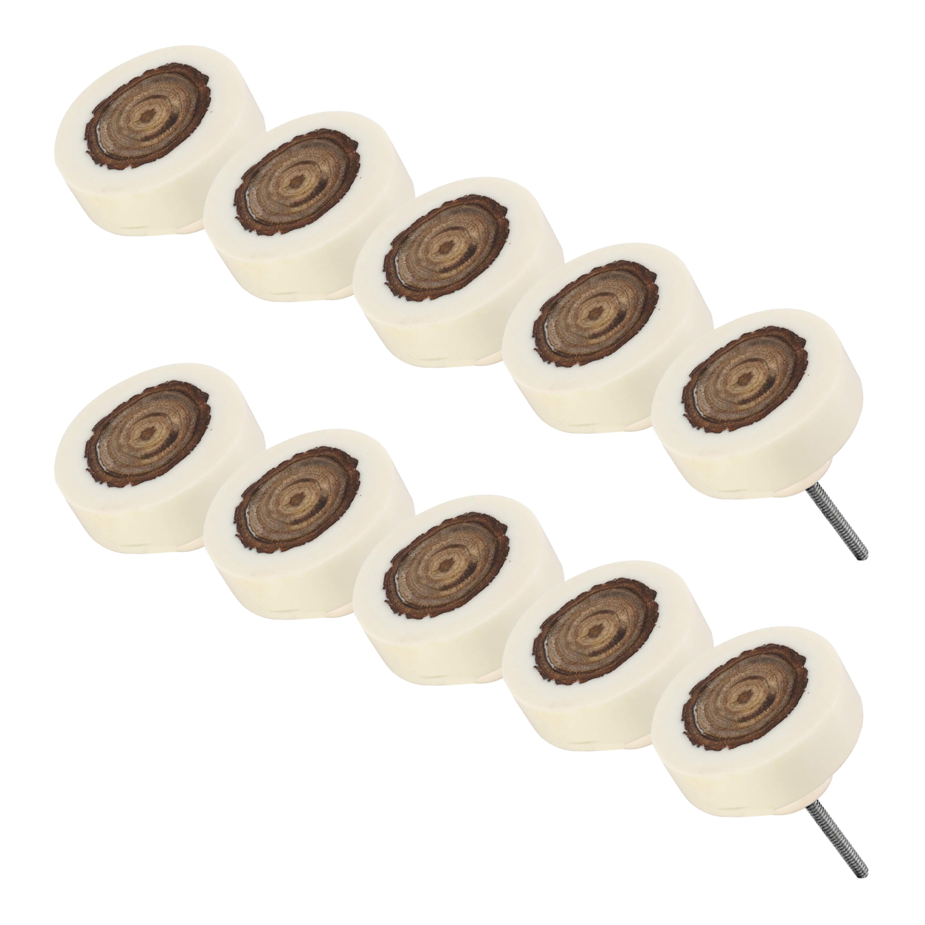 Mascot Hardware Beauty Art 1-1/2 In. White & Wood Round Cabinet Knob ...