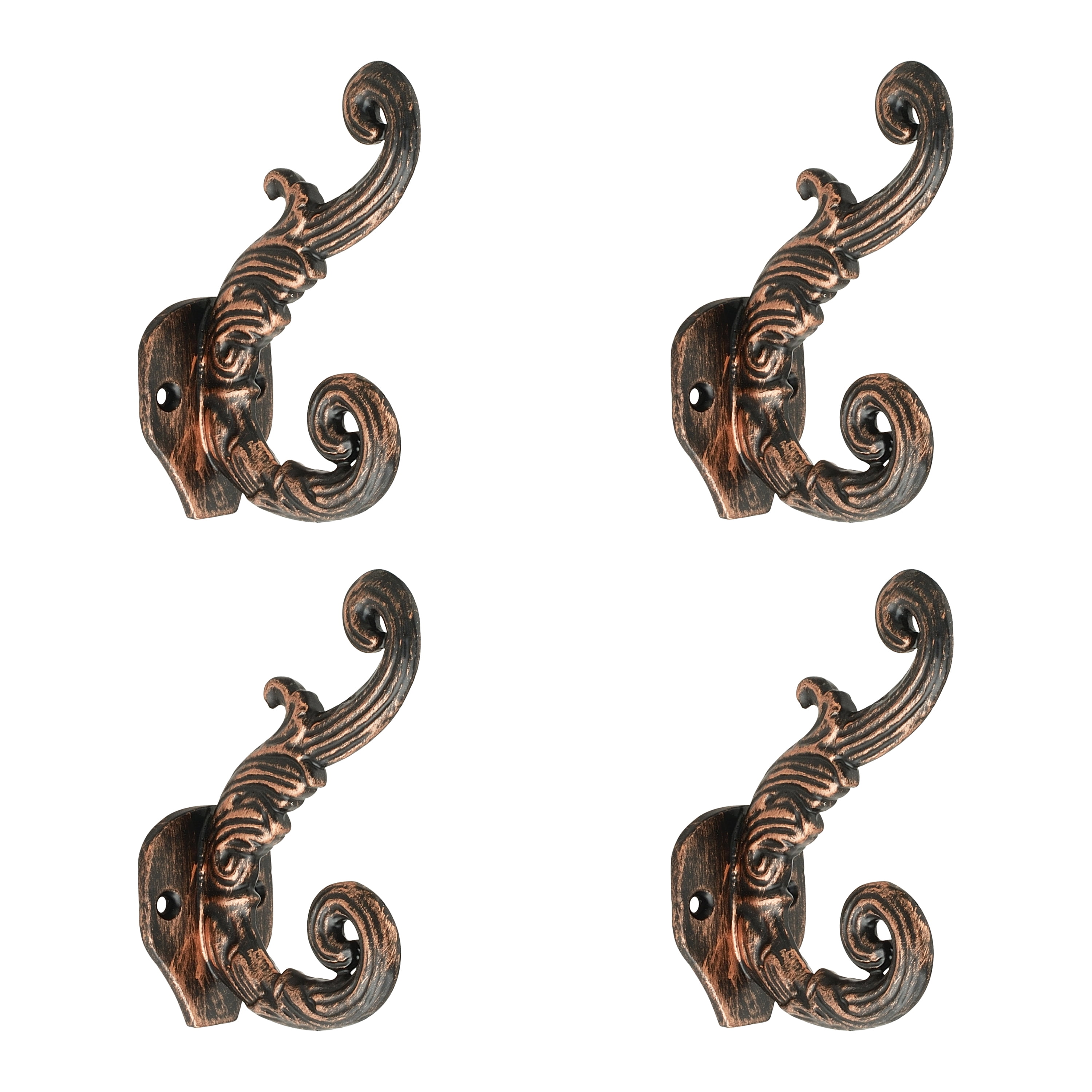 Mascot Hardware Copper Finish Floral Scroll Hat & Coat Hook - Pack of 4 ...