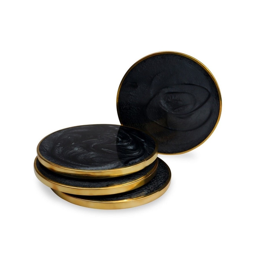 Mascot Hardware Hammered Brass Copper Polished Coaster Set of 4 - N/A ...