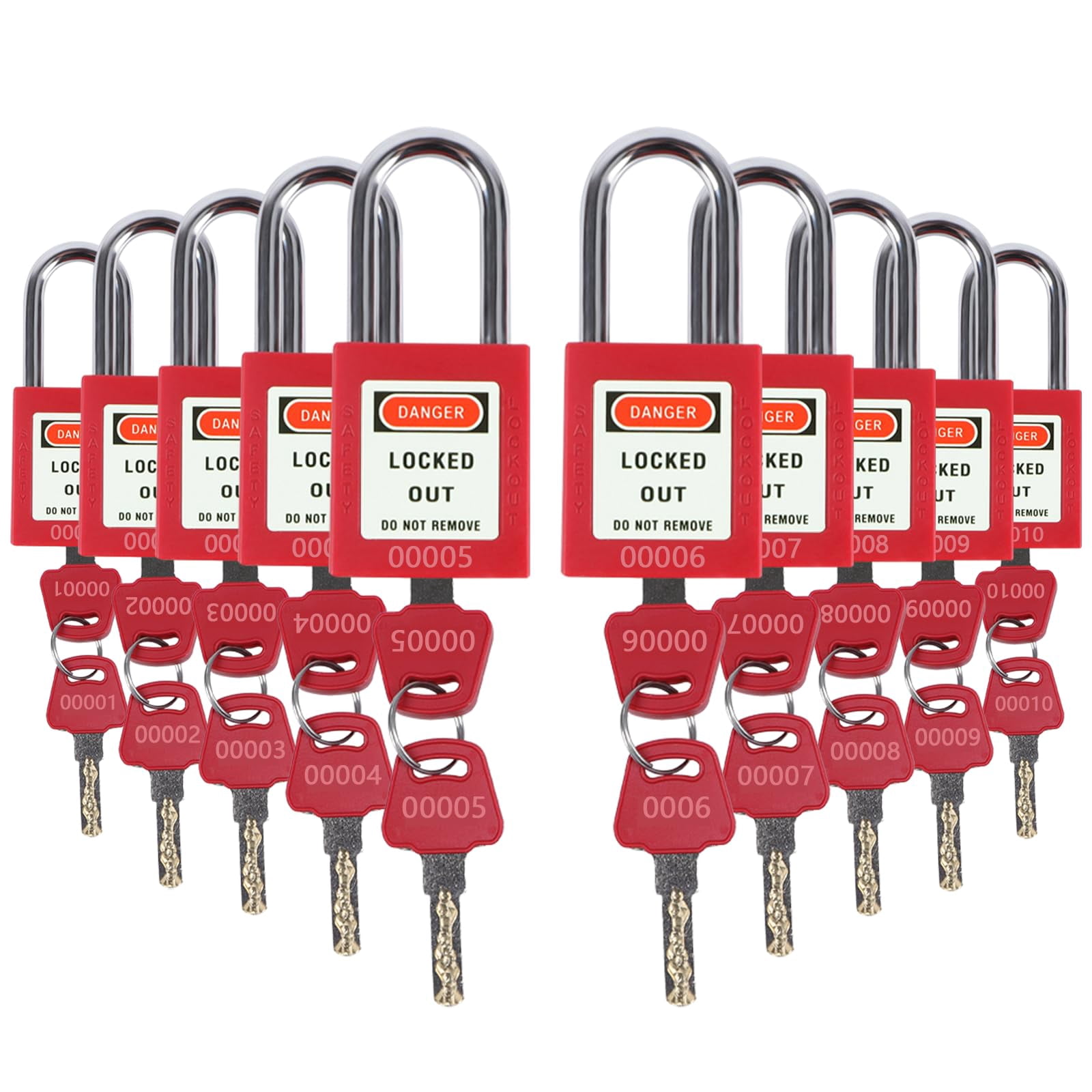MasdunLoto Lockout Tagout Locks Set - 6 Red Loto Locks, Keyed Different ...