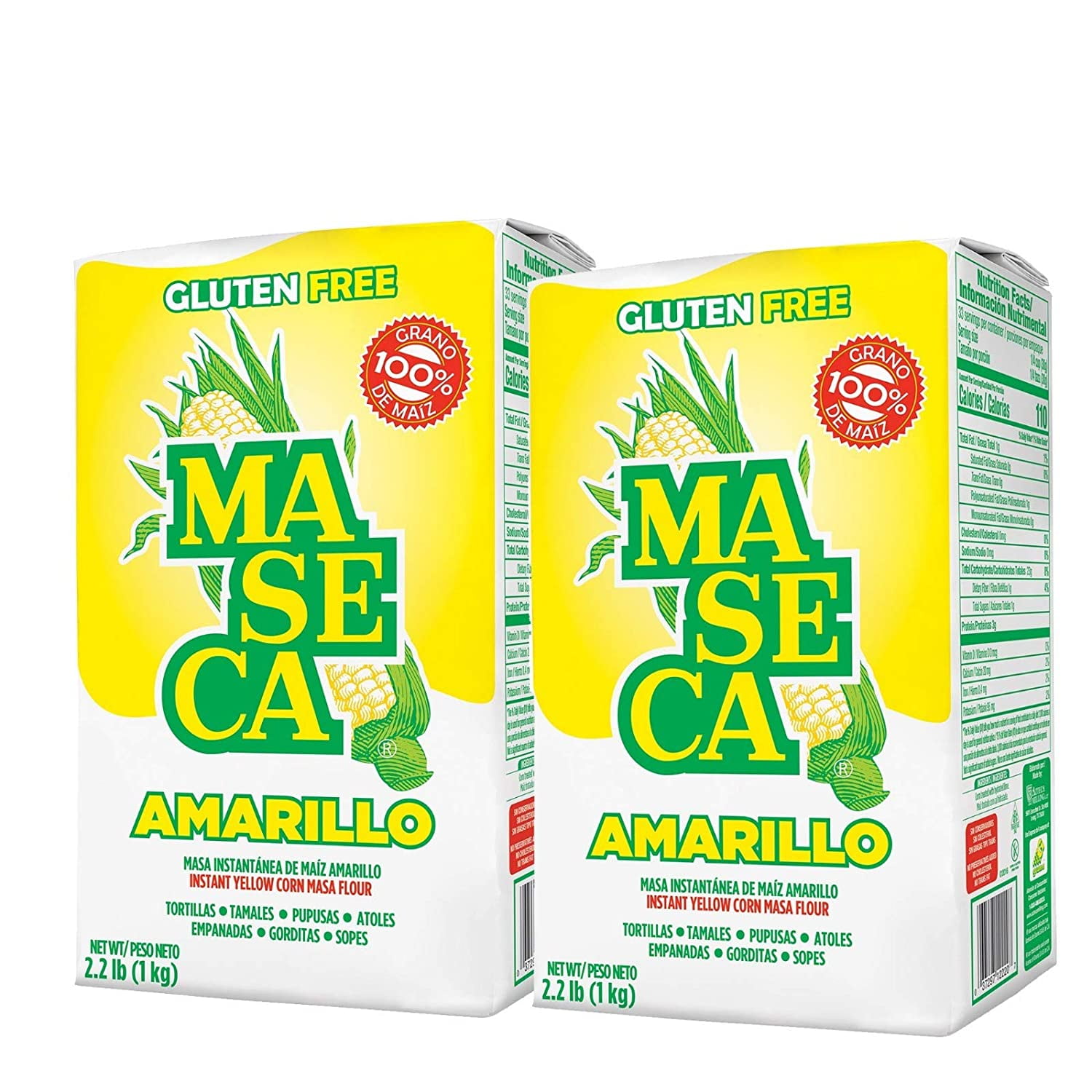 Azteca Milling Co Maseca Instant Yellow Corn Masa Flour, 2.2 lb, 2 Pack ...