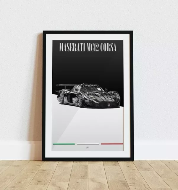 Maserati Mc12 Corsa Poster Black 2000S Modern Supercars Wall Art NO ...