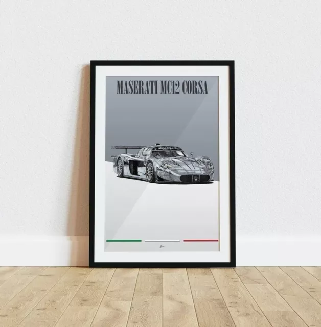Maserati Mc12 Corsa Poster Silver 2000S Modern Supercars Wall Art NO ...