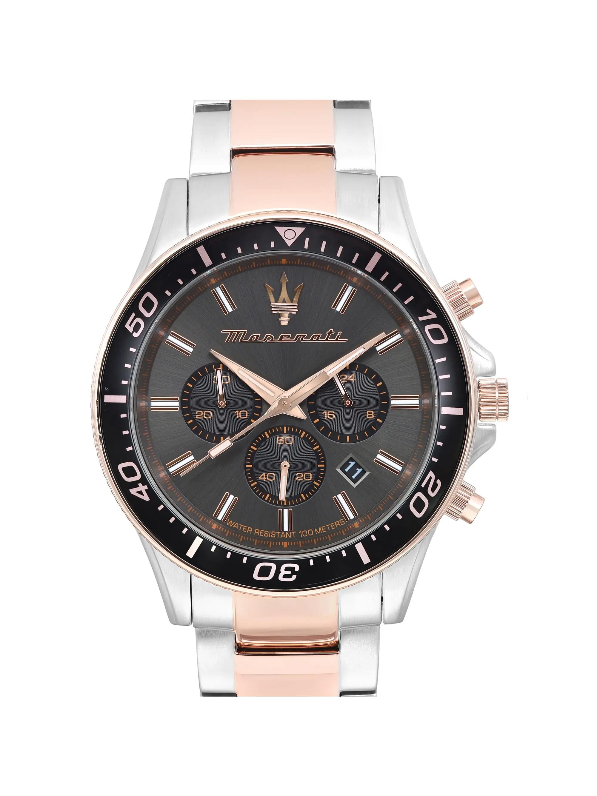 Maserati Sfida 44mm Two-Tone Steel Black Dial Quartz Mens Watch ...