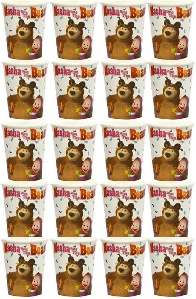 Masha And The Bear Party Paper Cups 20Ct Colorful Disposable Kids Tv ...