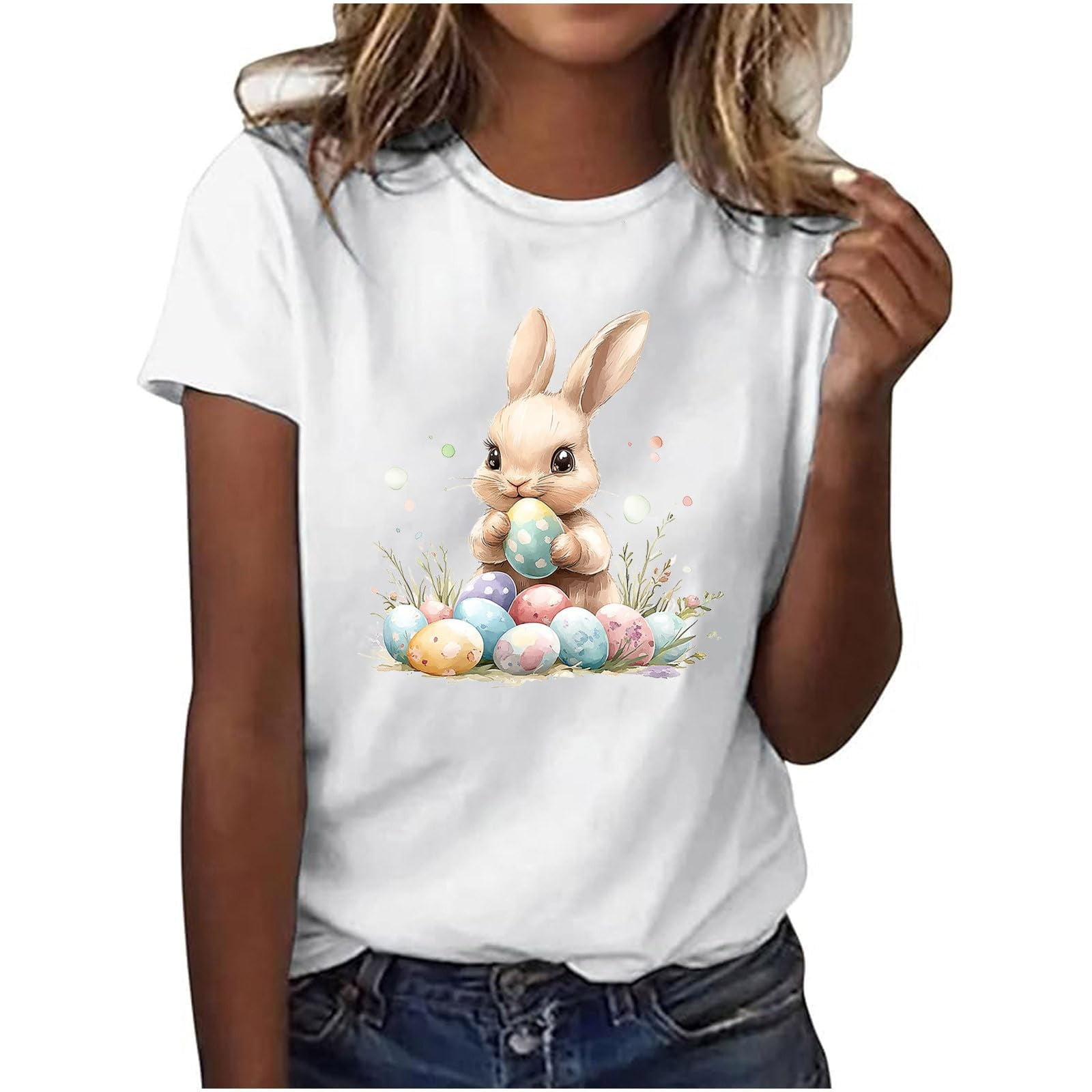 Mashaouyo Clearance Sales Easter T Shirt Women Casual Short Sleeve Cute ...