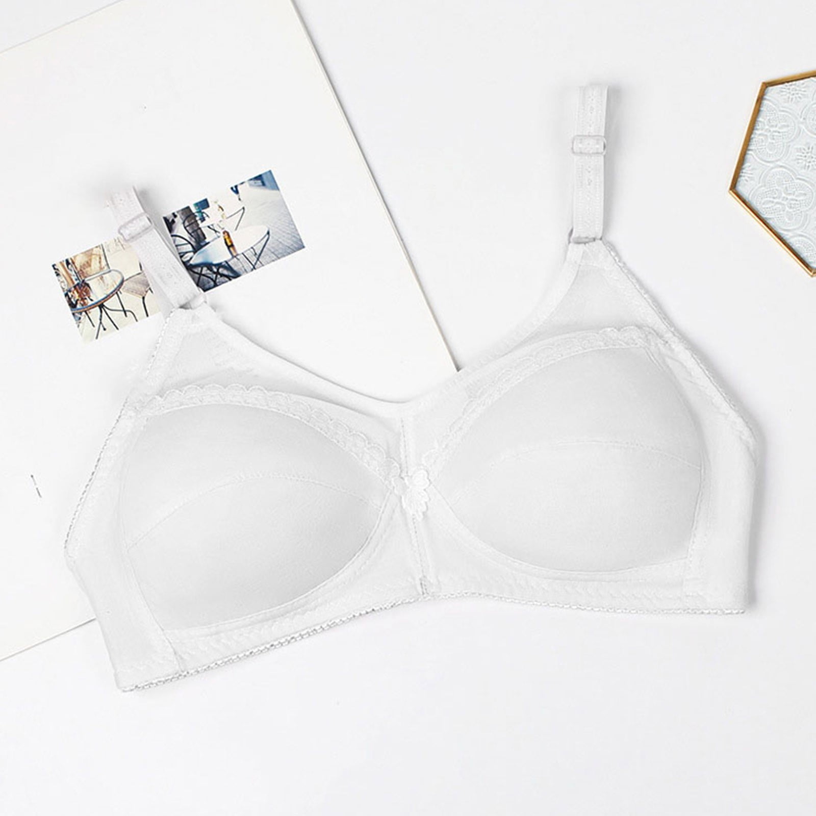 Mashaouyo Sale Clearance 2025 Bras for Women Daily Solid Lace Gathered ...