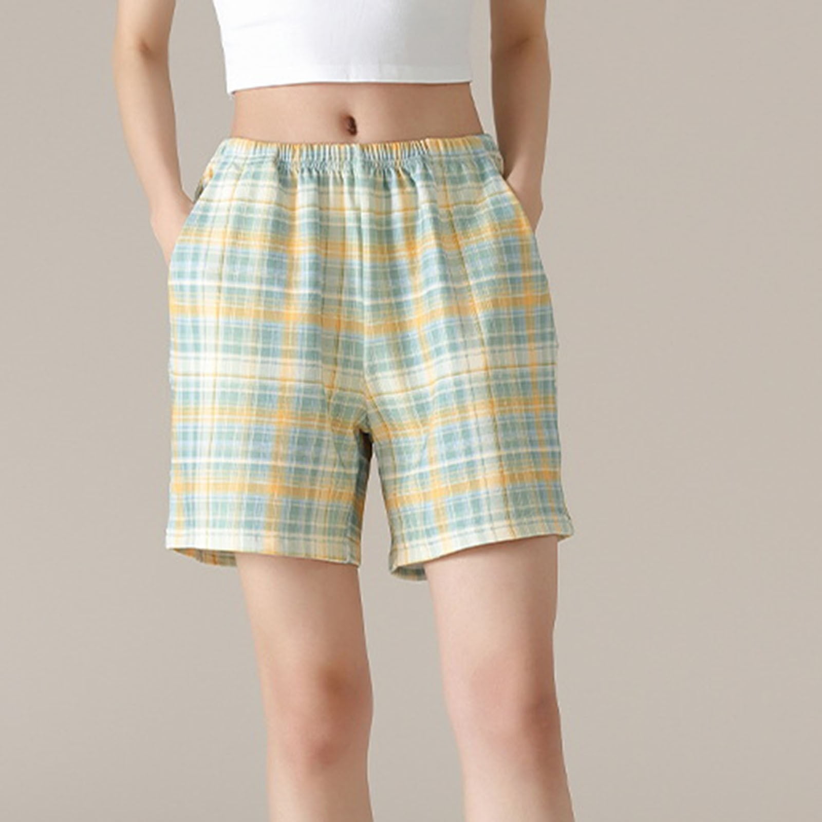 Mashaouyo Women's Shorts Running Waisted Yoga With Pockets Casual Pants ...
