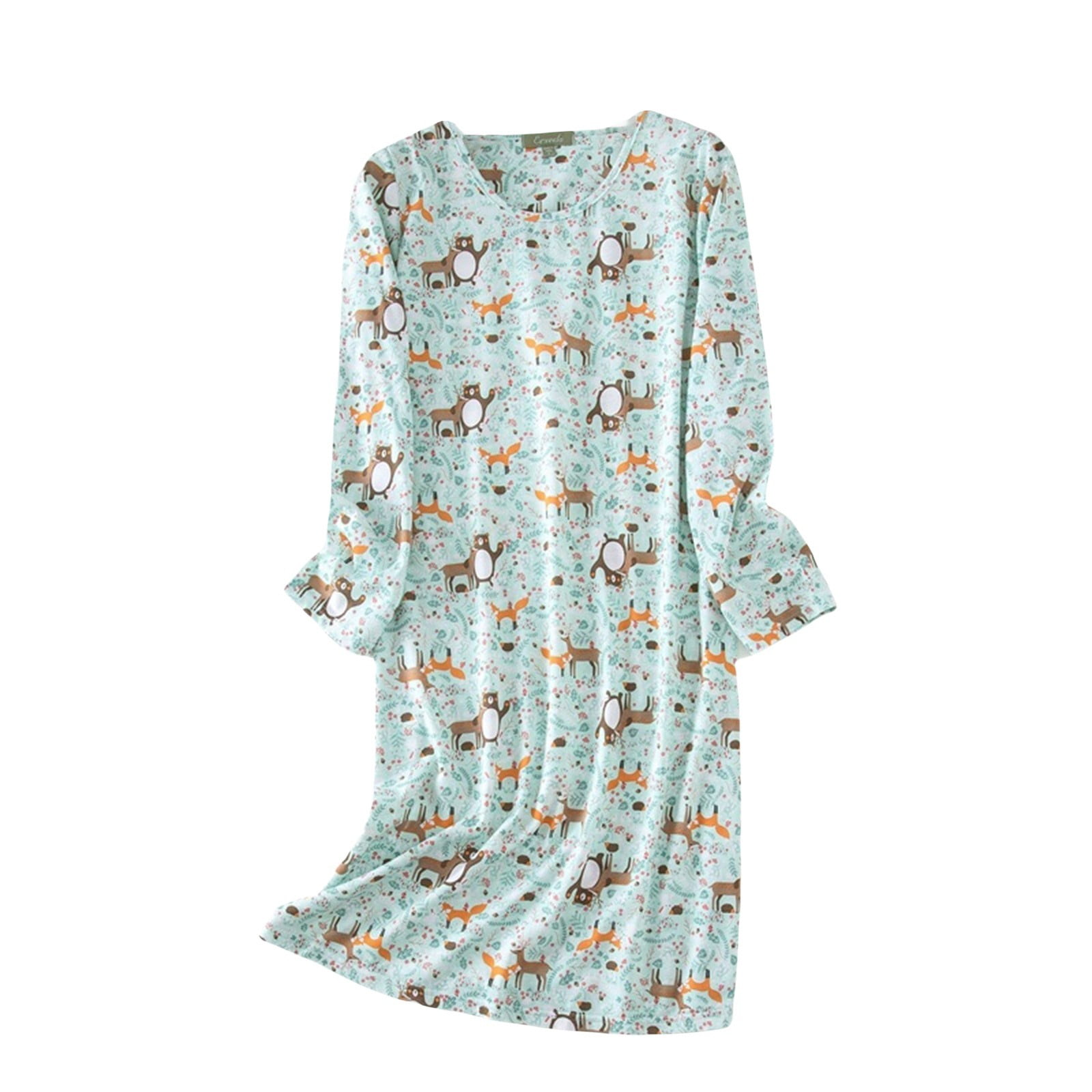 Mashaouyo Women's Sleepwear Long Sleeve Nightgowns Sleep Cute Pajama ...