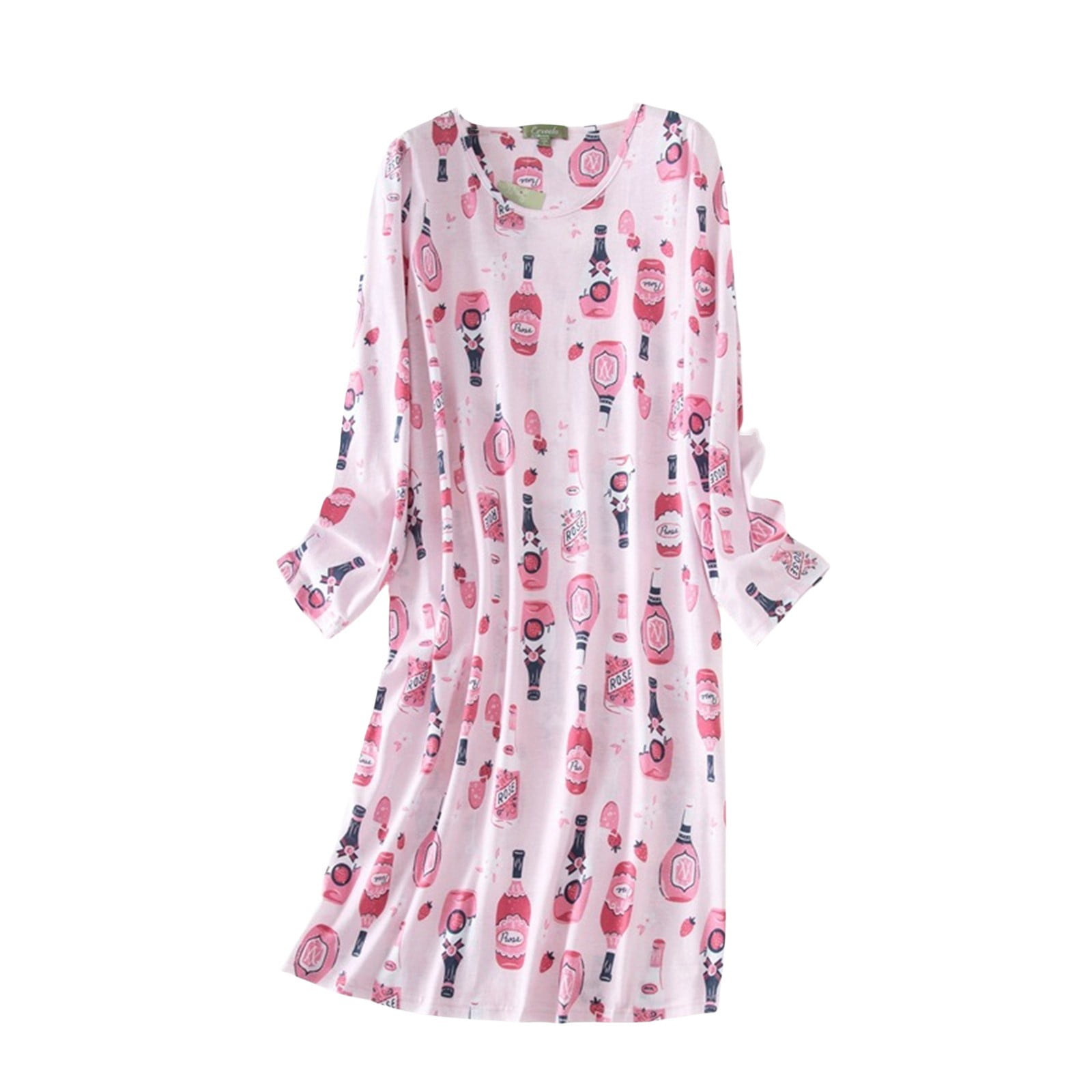 Mashaouyo Women's Sleepwear Long Sleeve Nightgowns Sleepshirts Cute ...