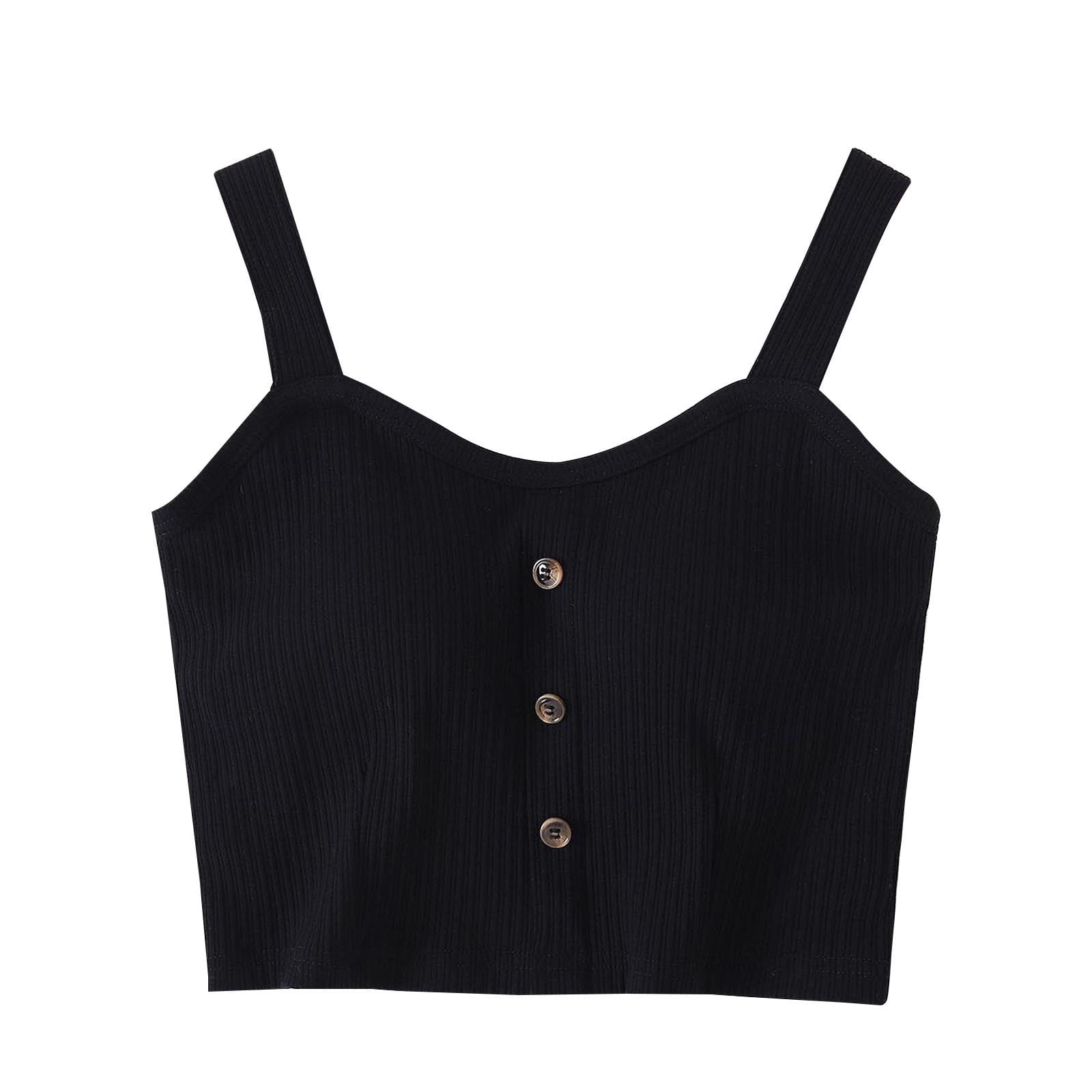 Mashaouyo Women's Solid Color Tank Top With Chest Cushion and Camisole ...