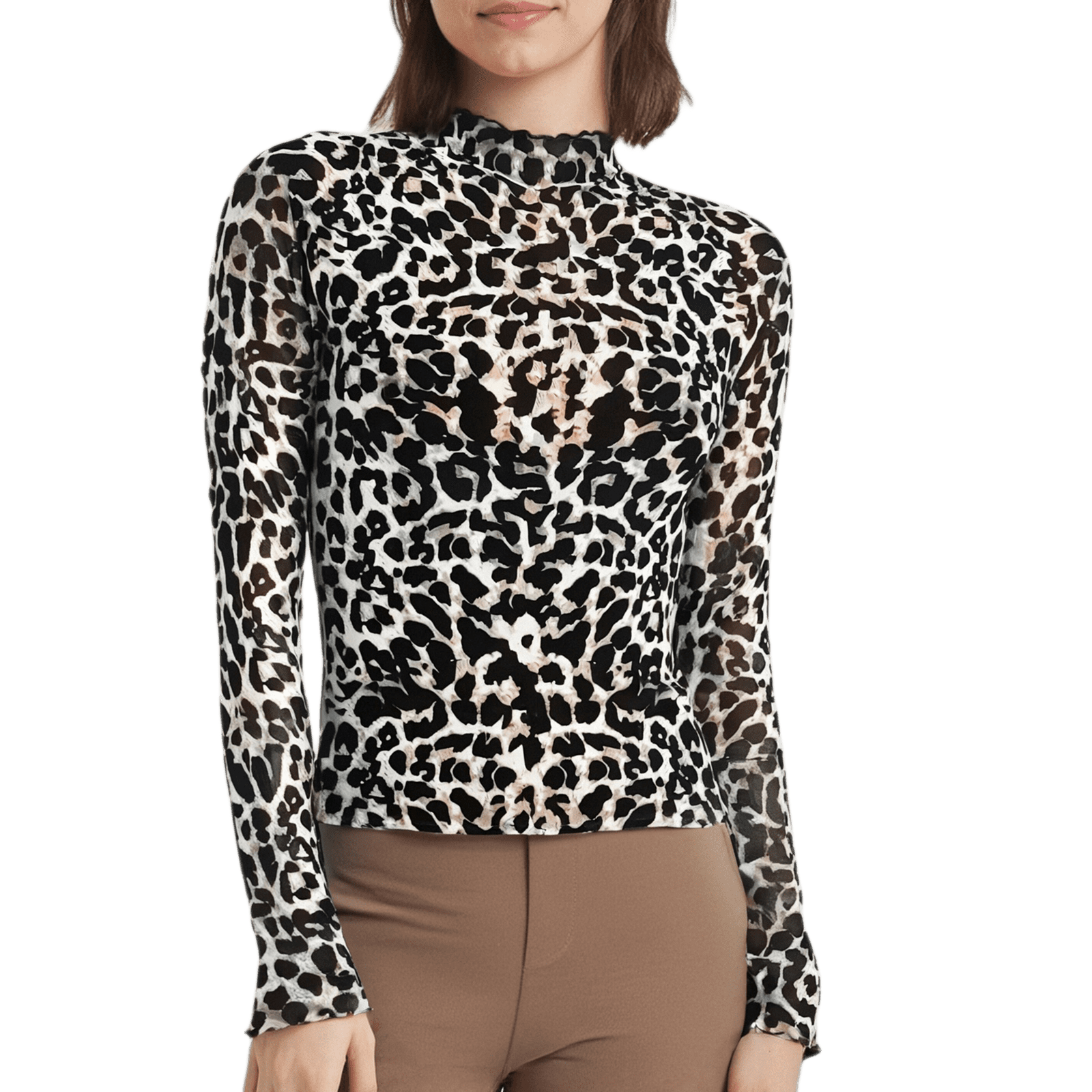 Mashaouyo Women's Spring Leopard Print Hottie Tight Fitting Mesh With ...