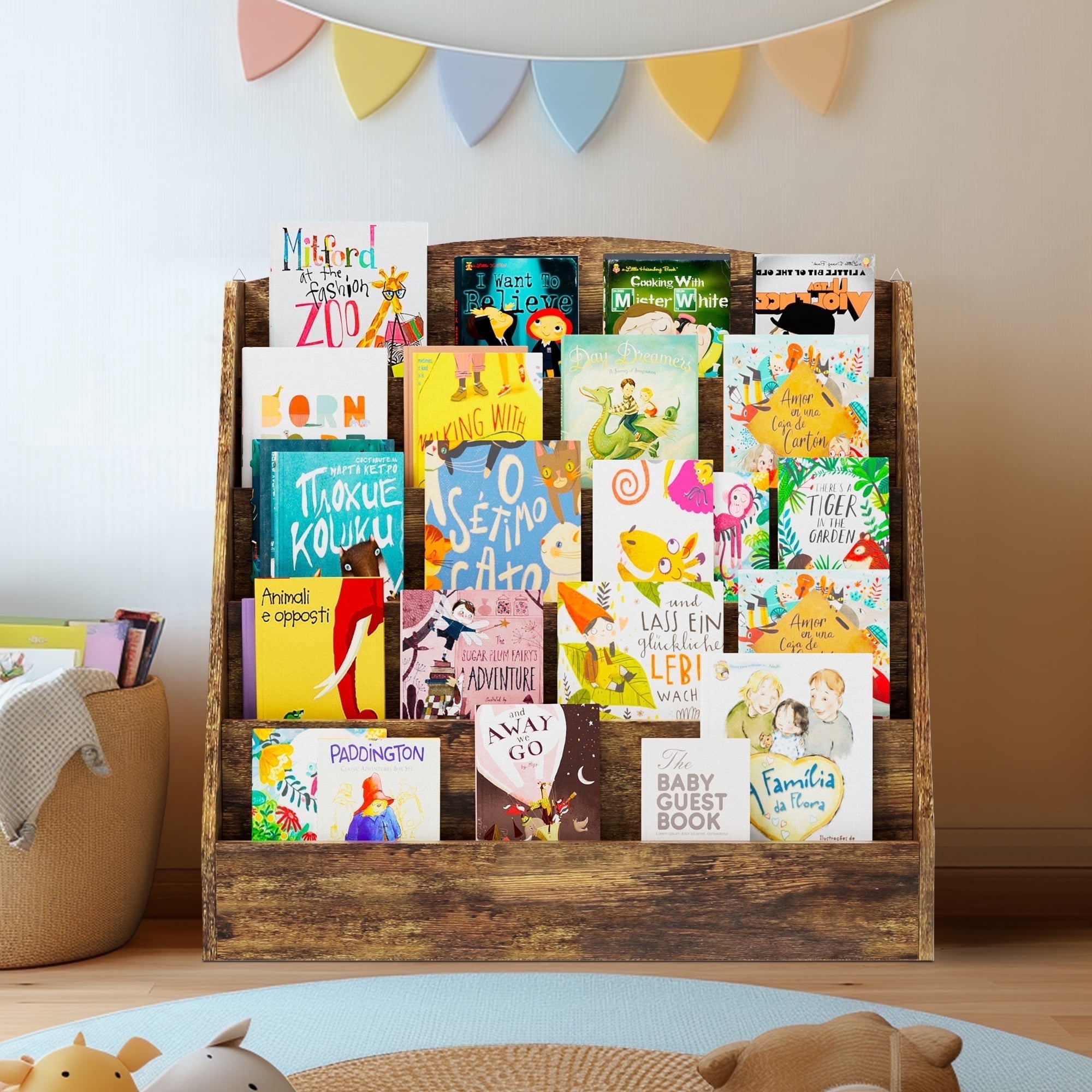 Masiis Bookshelf 5-Tier Rooms Book Display Shelve youngster for ...