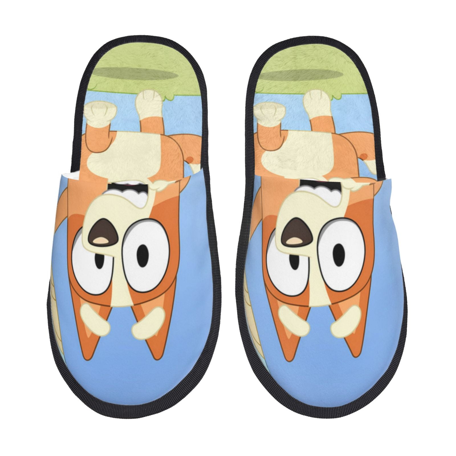 Masiiu Bluey Print Furry Slippers for Indoor, Soft Plush Upper EVA Sole ...