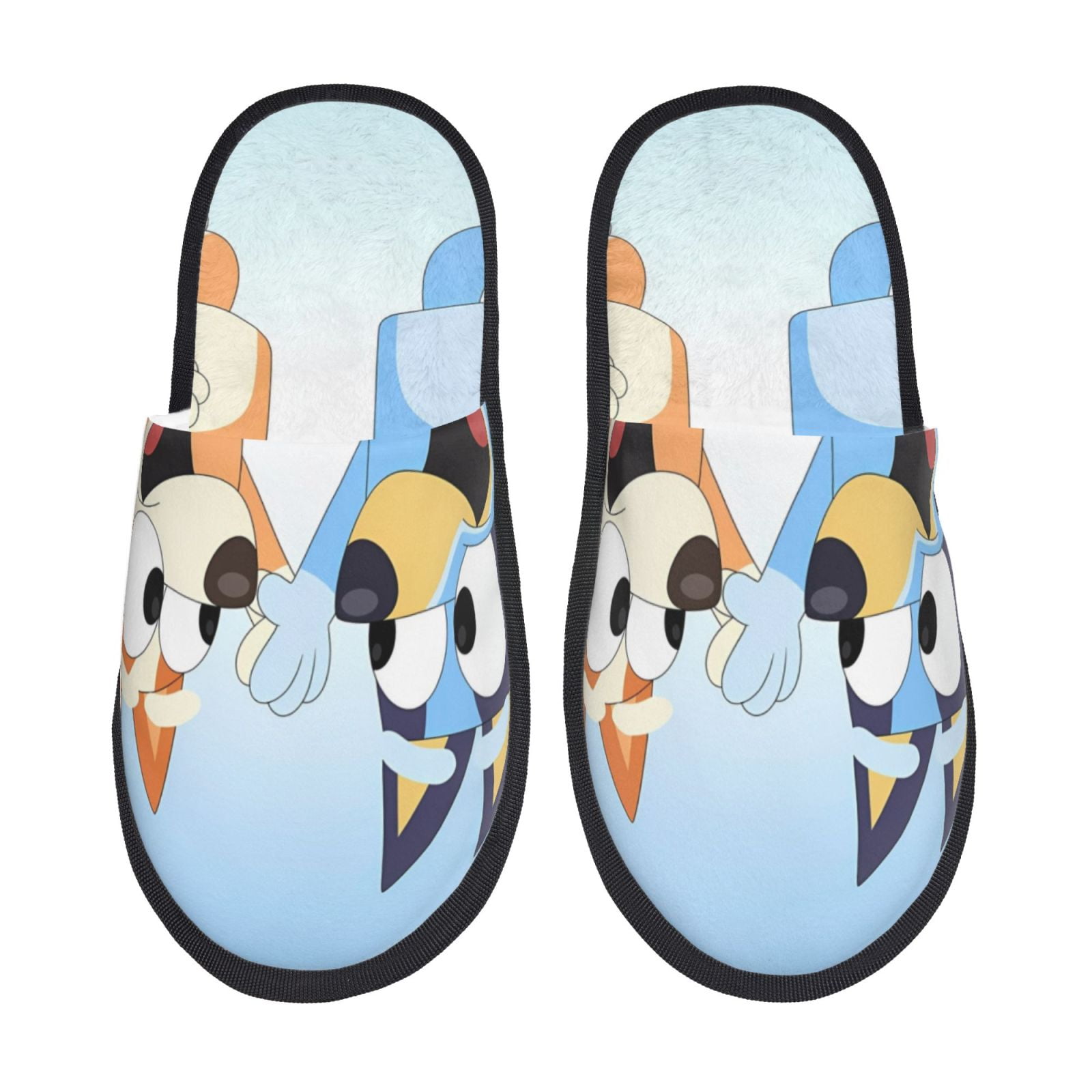 Masiiu Bluey Print Furry Slippers for Indoor, Soft Plush Upper EVA Sole ...