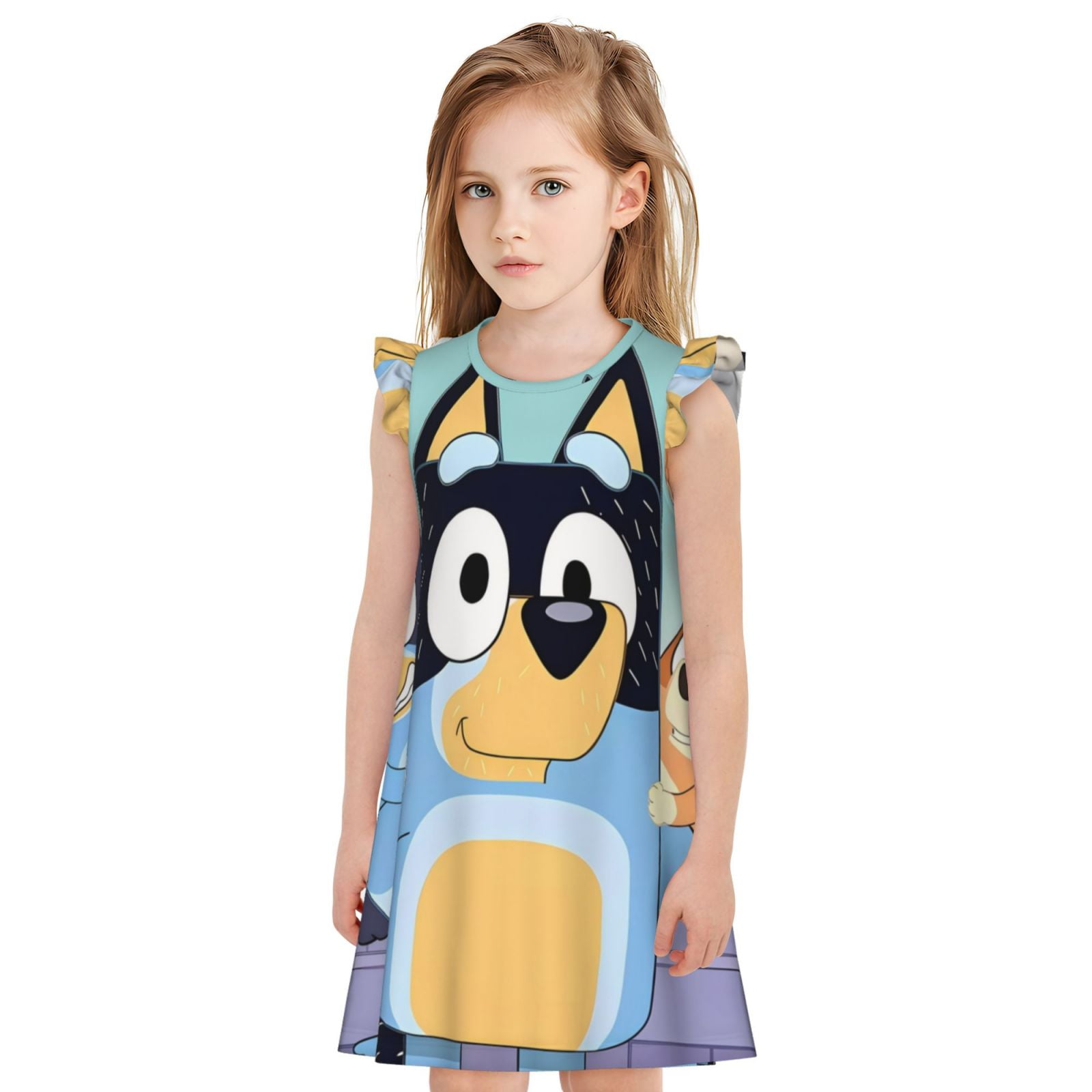 Masiiu Bluey Print Little Girls Princess Nightgrown Toddler Summer ...