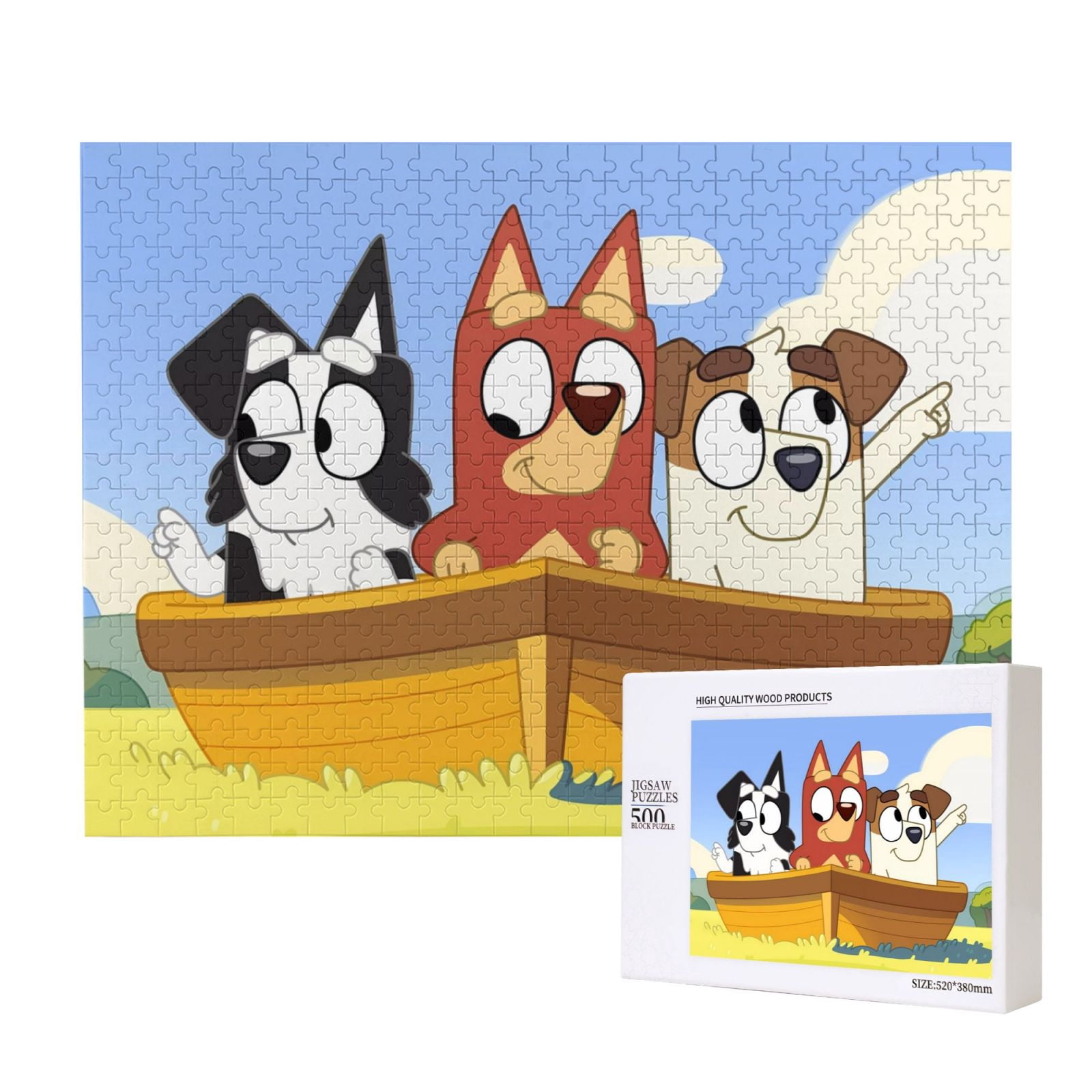 Masiiu Bluey Print Picture Puzzle 500 Pieces Horizontal - Wooden Jigsaw ...