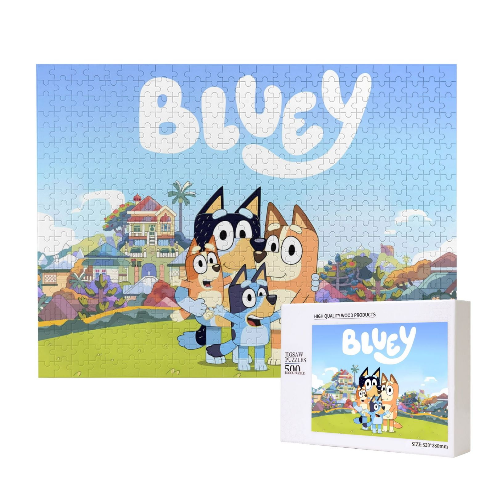 Masiiu Bluey Print Picture Puzzle 500 Pieces Horizontal - Wooden Jigsaw ...