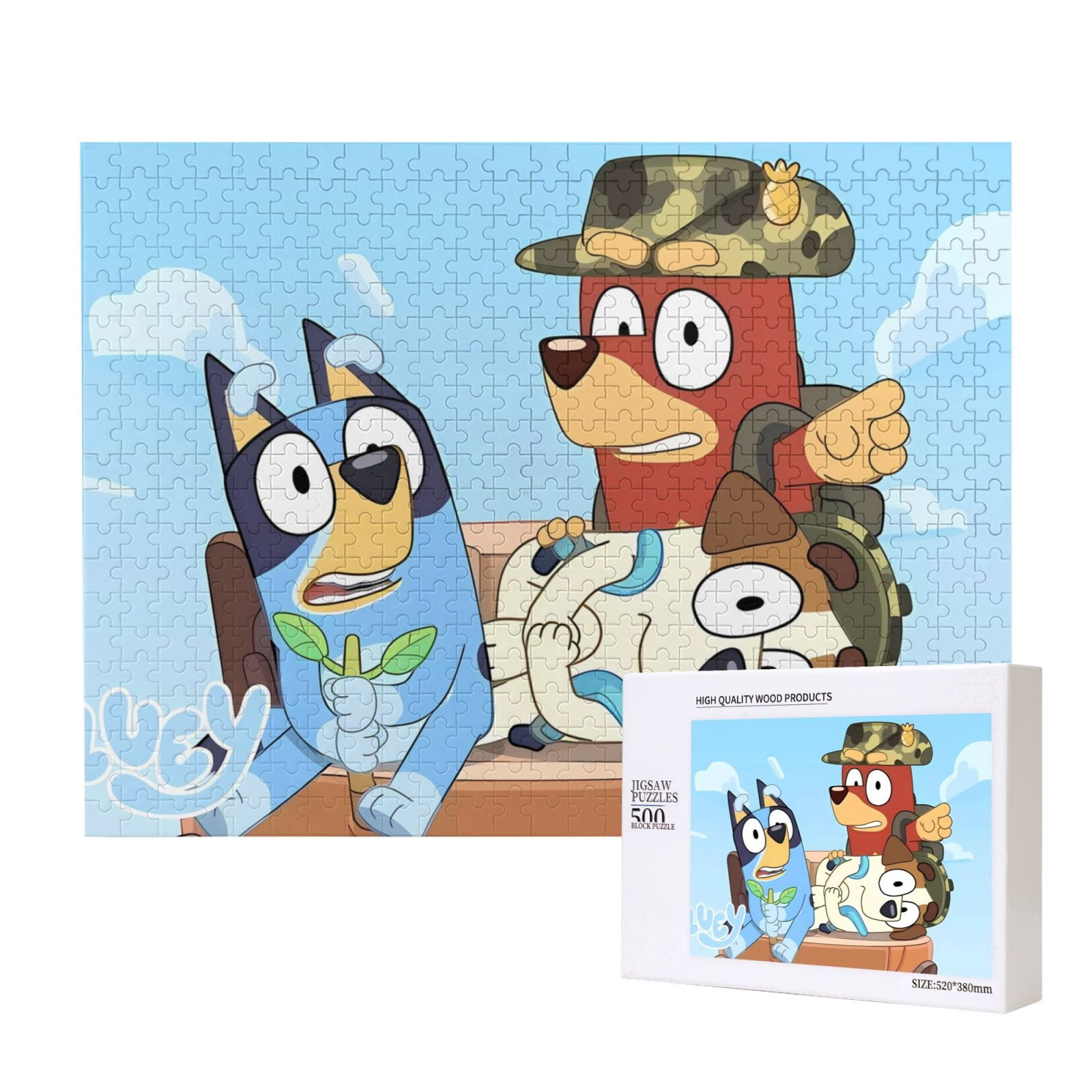 Masiiu Bluey Print Picture Puzzle 500 Pieces Horizontal - Wooden Jigsaw ...