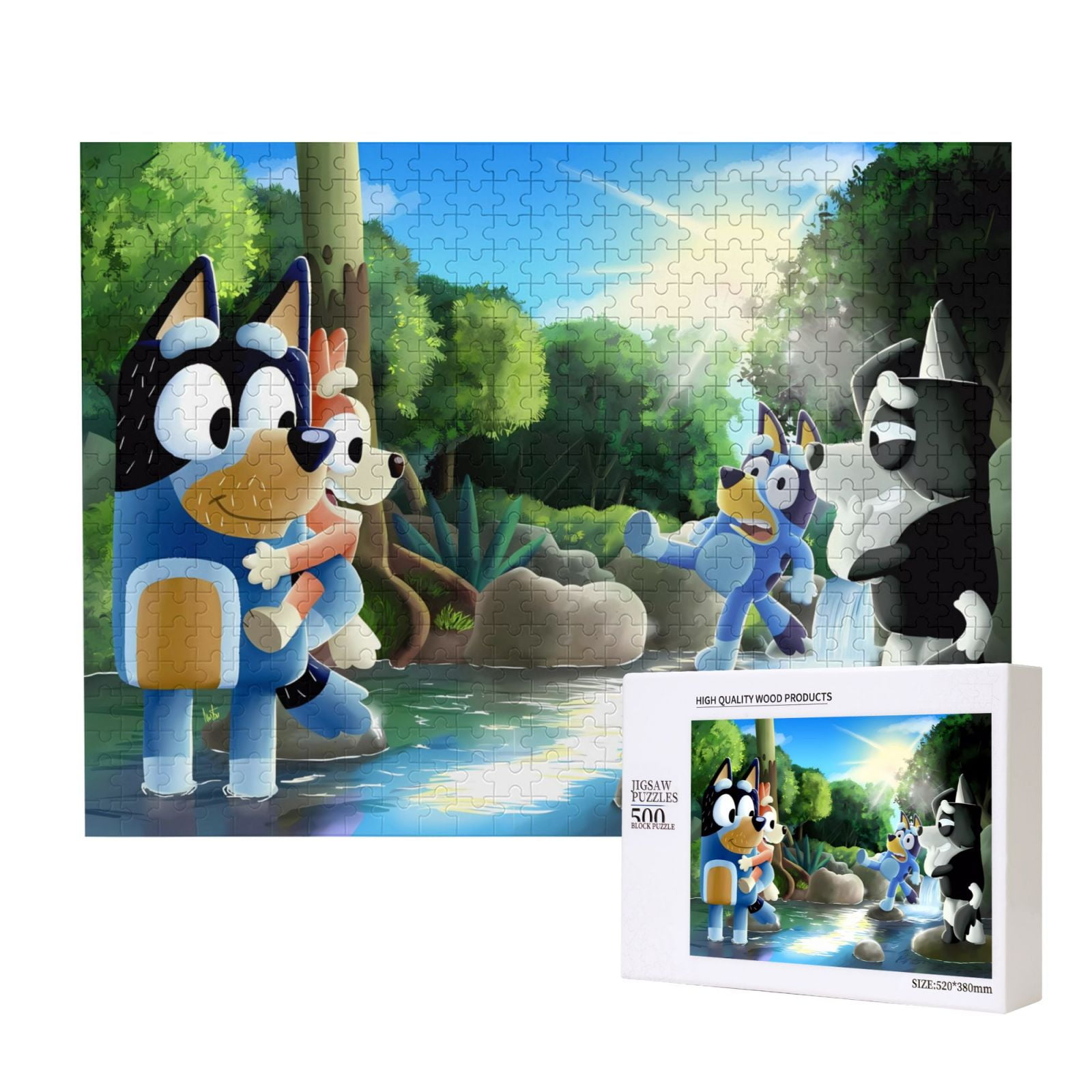 Masiiu Bluey Print Picture Puzzle 500 Pieces Horizontal - Wooden Jigsaw ...