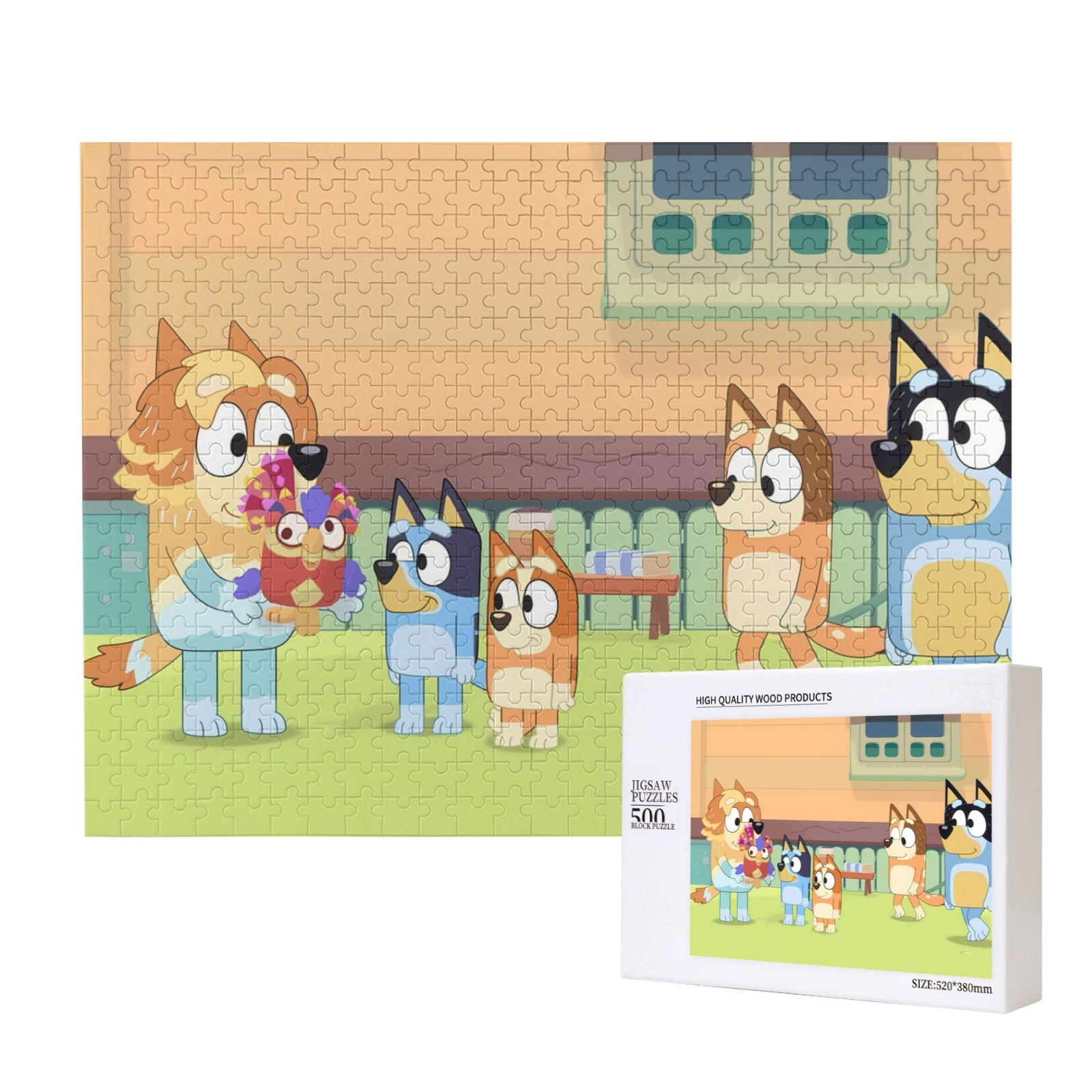 Masiiu Bluey Print Picture Puzzle 500 Pieces Horizontal - Wooden Jigsaw ...