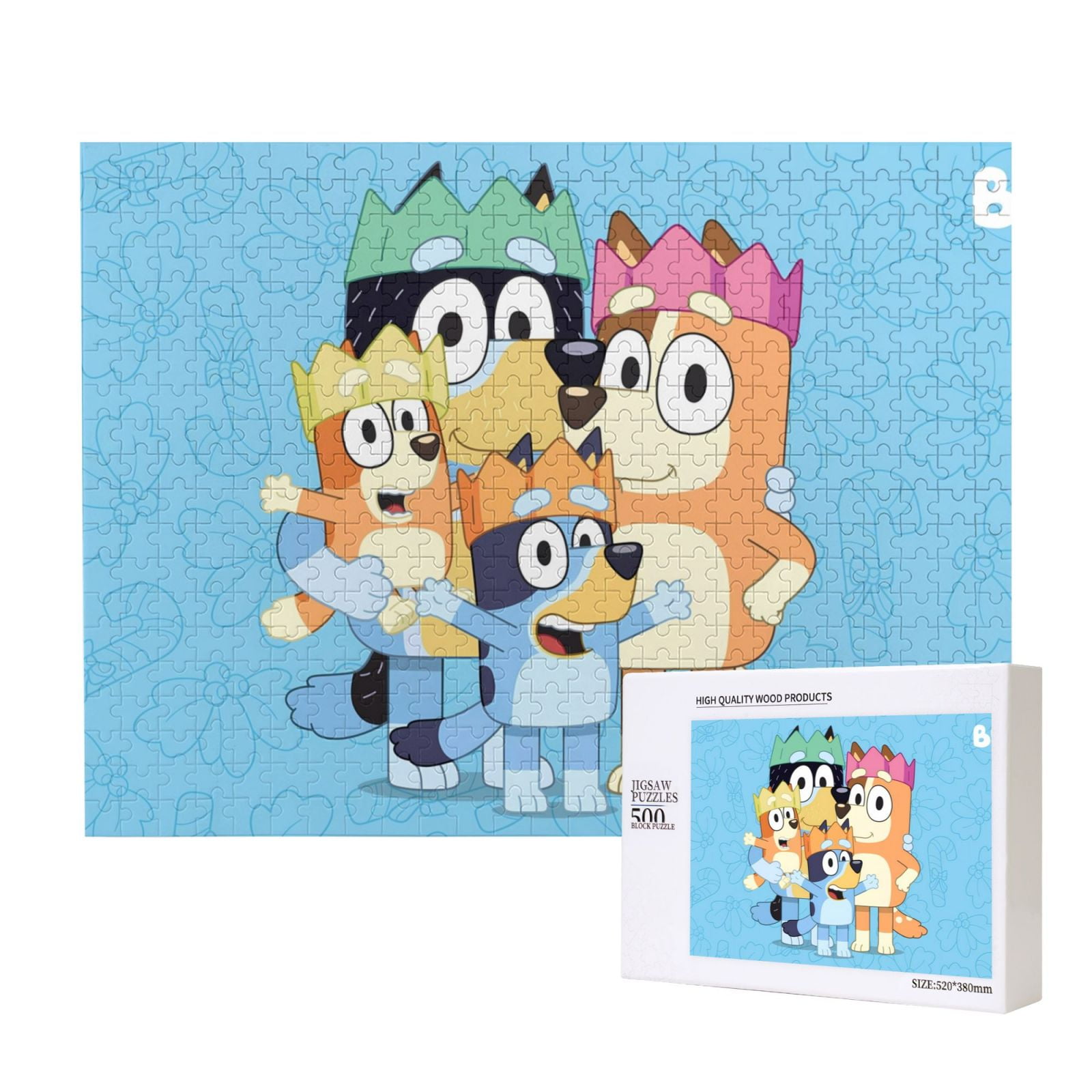 Masiiu Bluey Print Picture Puzzle 500 Pieces Horizontal - Wooden Jigsaw ...