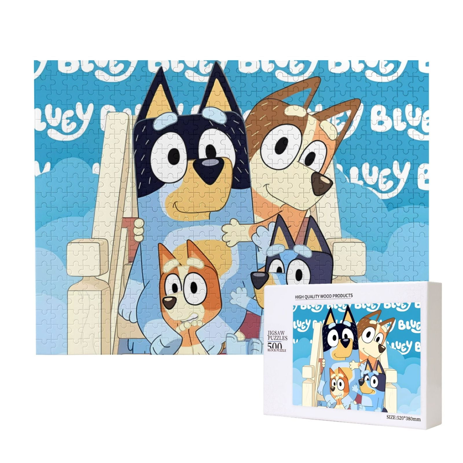 Masiiu Bluey Print Picture Puzzle 500 Pieces Horizontal - Wooden Jigsaw ...