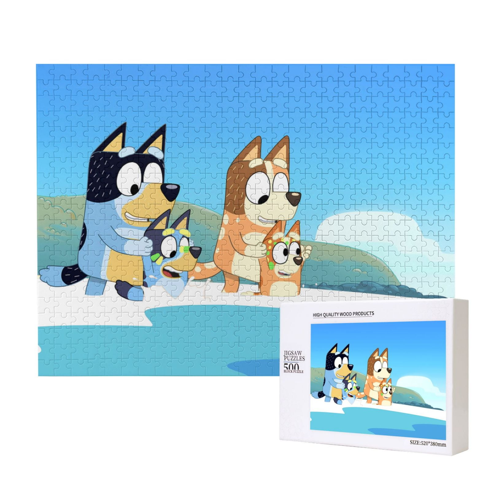 Masiiu Bluey Print Picture Puzzle 500 Pieces Horizontal - Wooden Jigsaw ...
