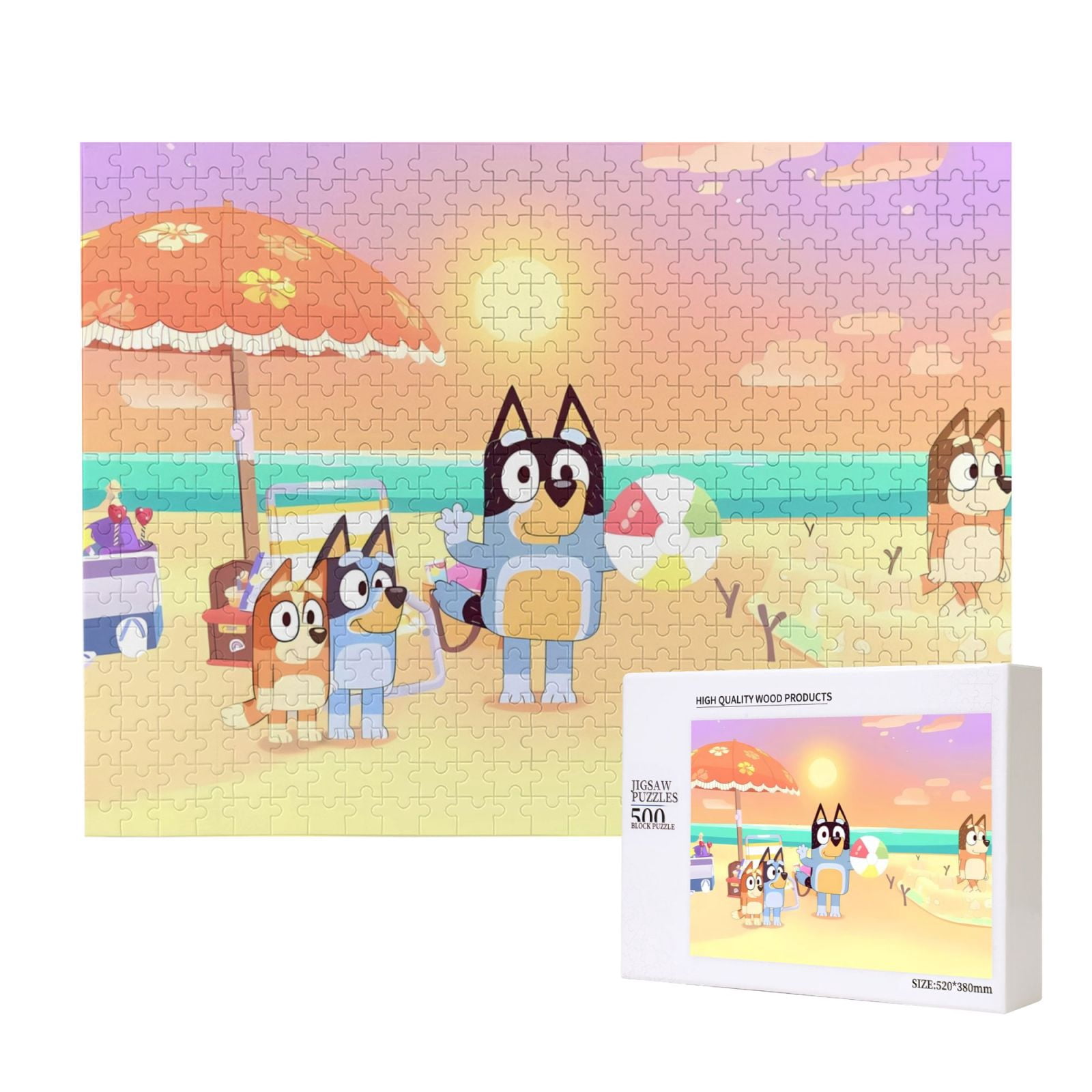 Masiiu Bluey Print Picture Puzzle 500 Pieces Horizontal - Wooden Jigsaw ...