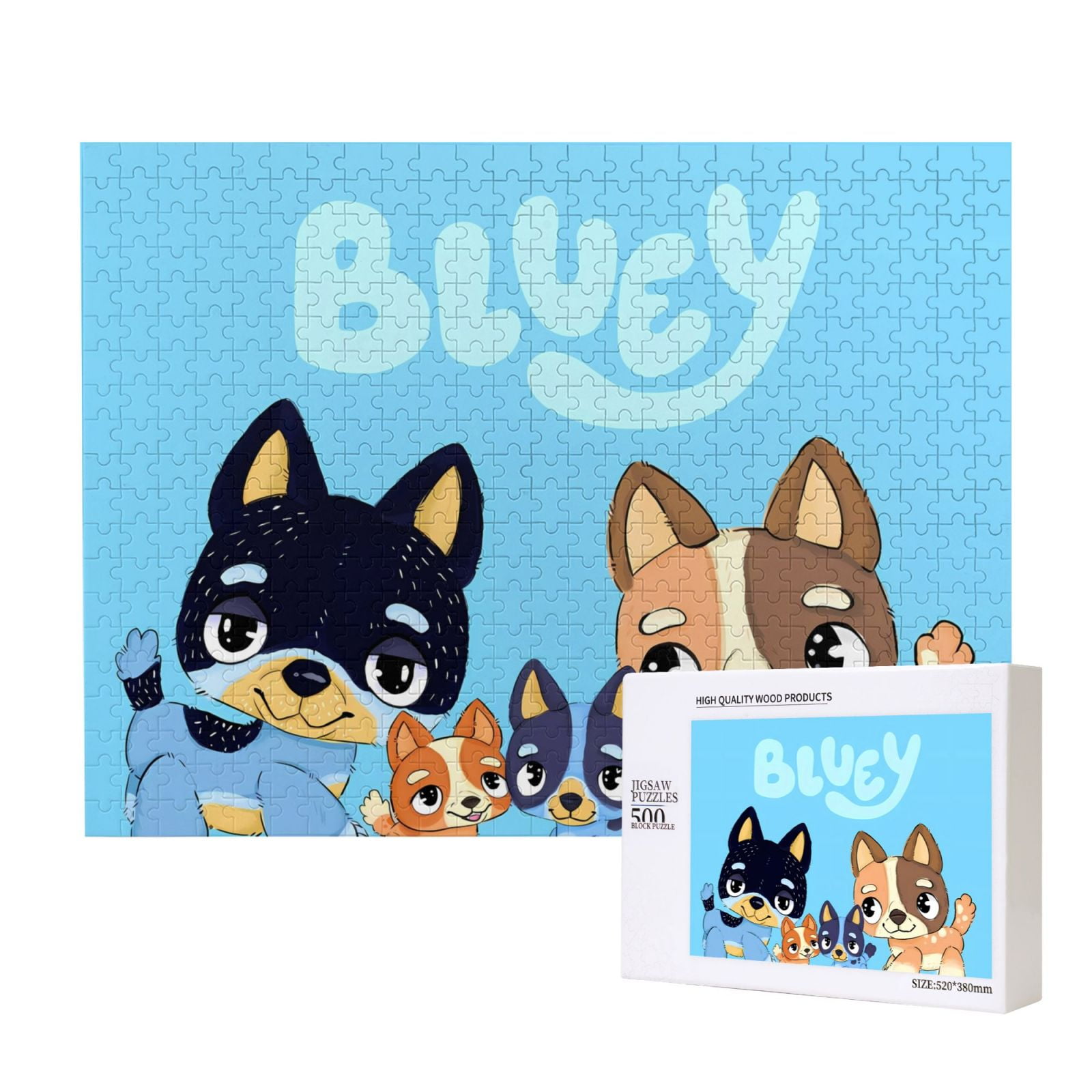 Masiiu Bluey Print Picture Puzzle 500 Pieces Horizontal - Wooden Jigsaw ...