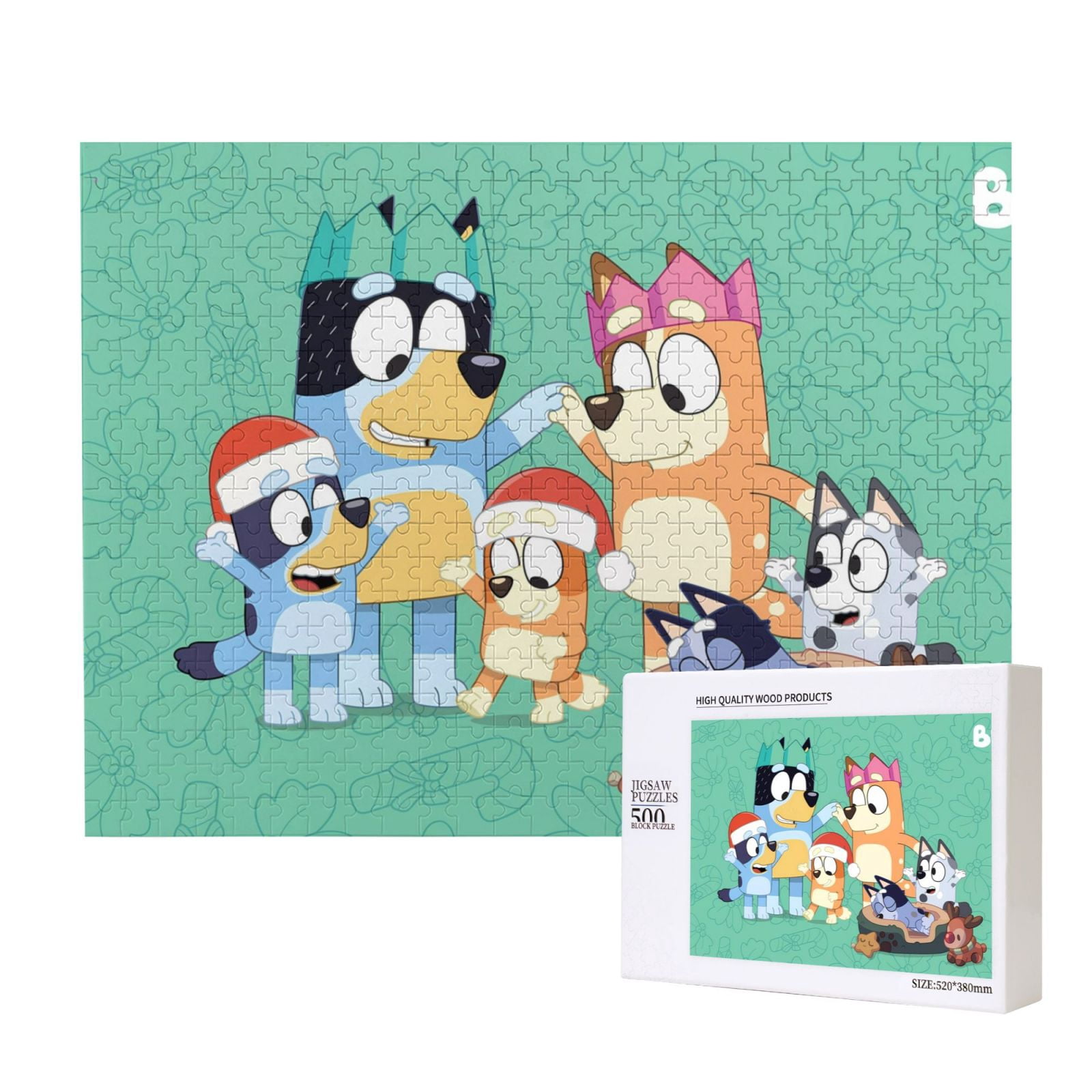 Masiiu Bluey Print Picture Puzzle 500 Pieces Horizontal - Wooden Jigsaw ...