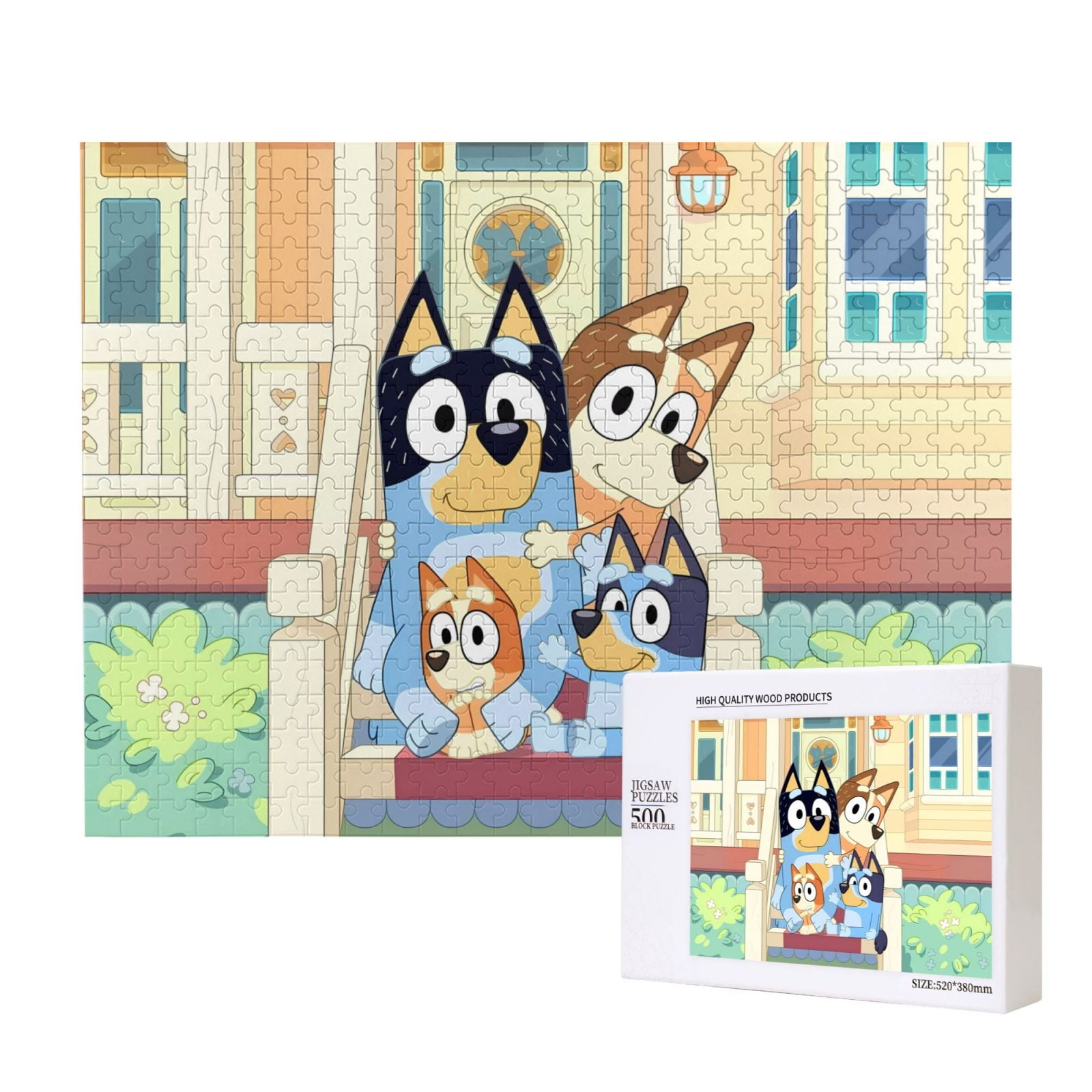 Masiiu Bluey Print Picture Puzzle 500 Pieces Horizontal - Wooden Jigsaw ...