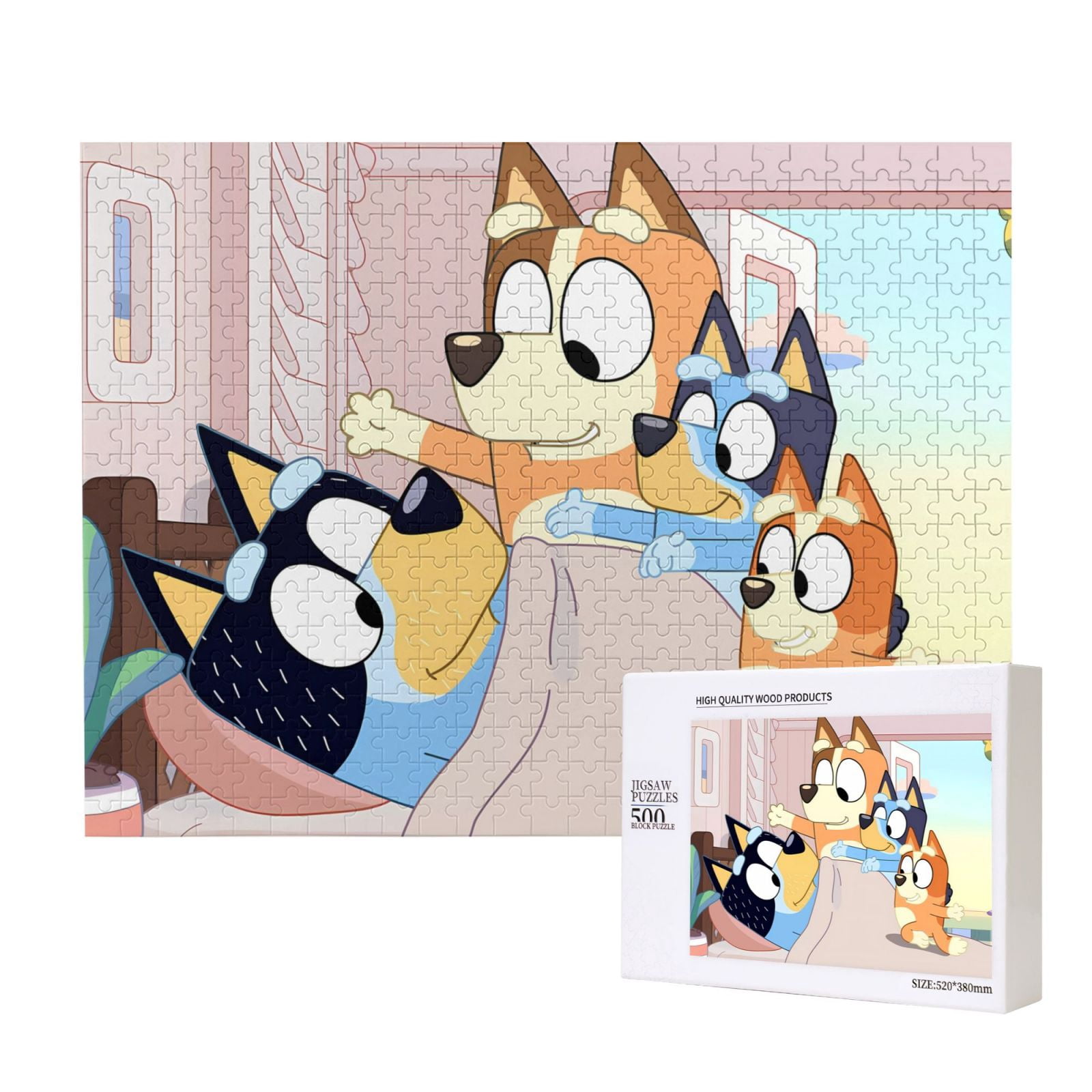 Masiiu Bluey Print Picture Puzzle 500 Pieces Horizontal - Wooden Jigsaw ...