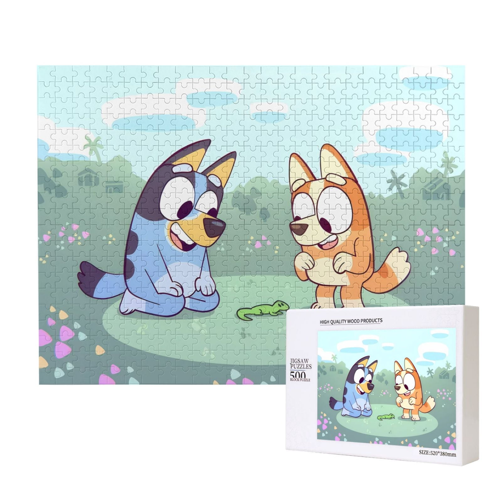 Masiiu Bluey Print Picture Puzzle 500 Pieces Horizontal - Wooden Jigsaw ...