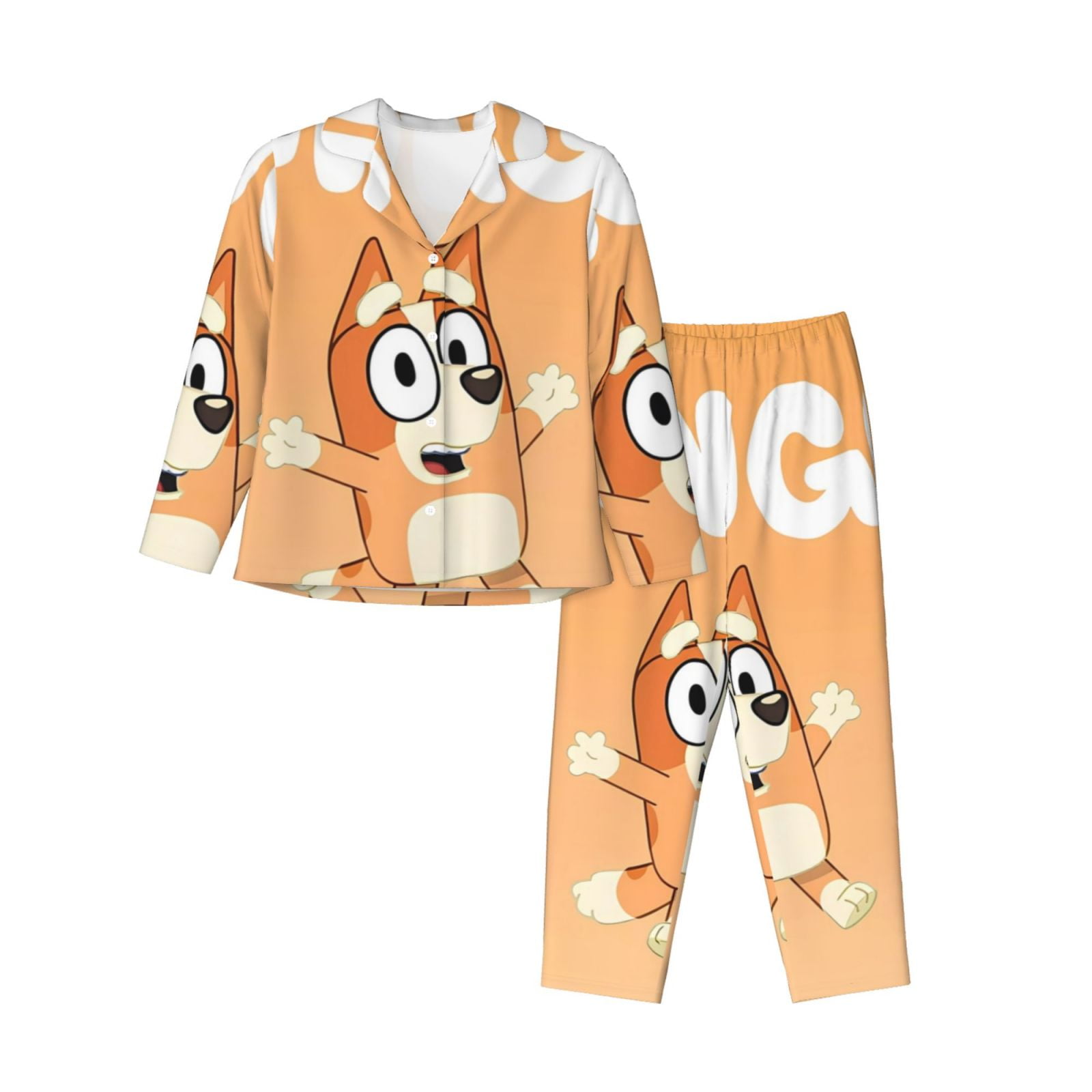 Masiiu Bluey Print Womens Pajamas Set Button Down 2 Piece Pjs Long ...