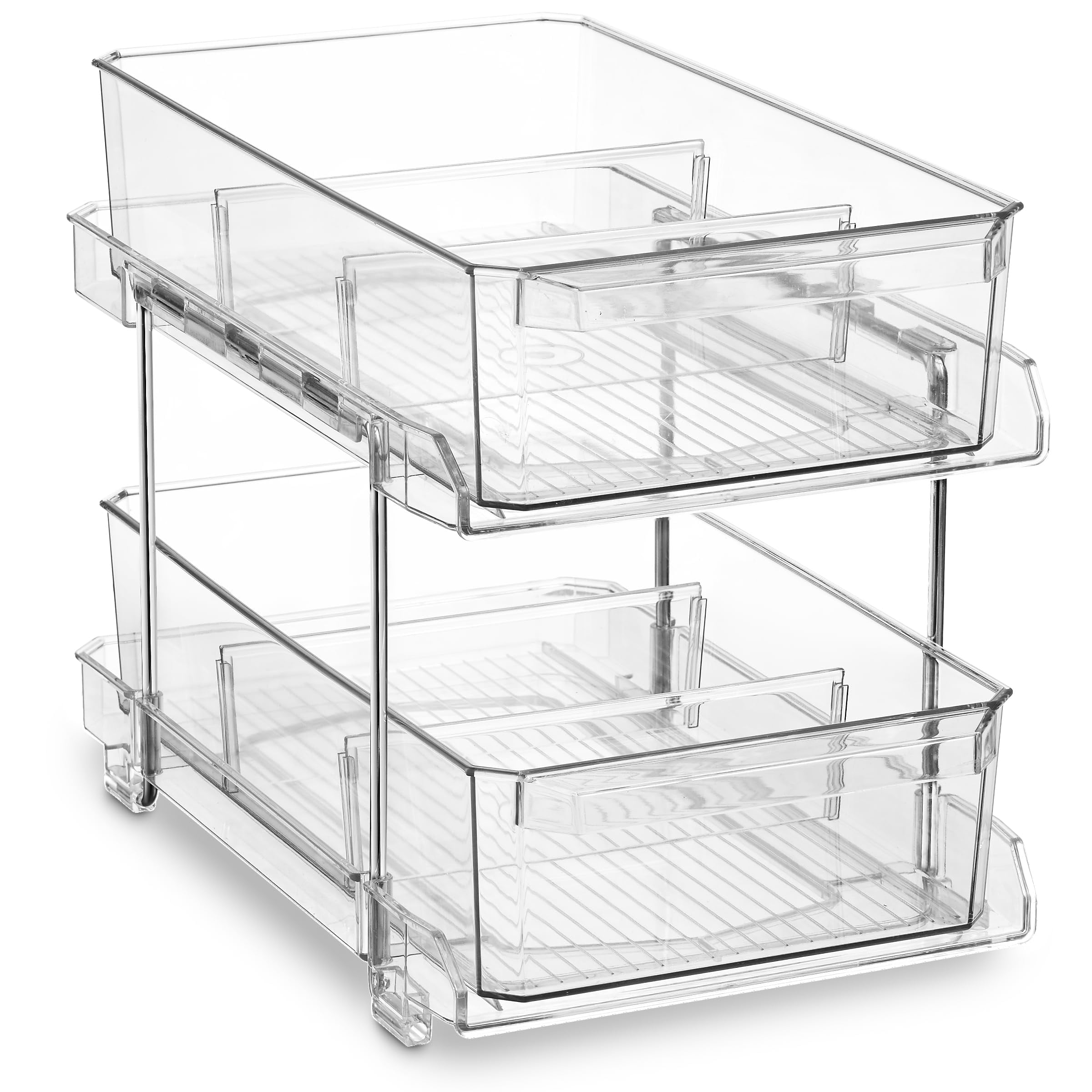 Masirs 2-Tier Clear Pull-Out Drawer Organizer - Sleek, Compact & Sturdy ...