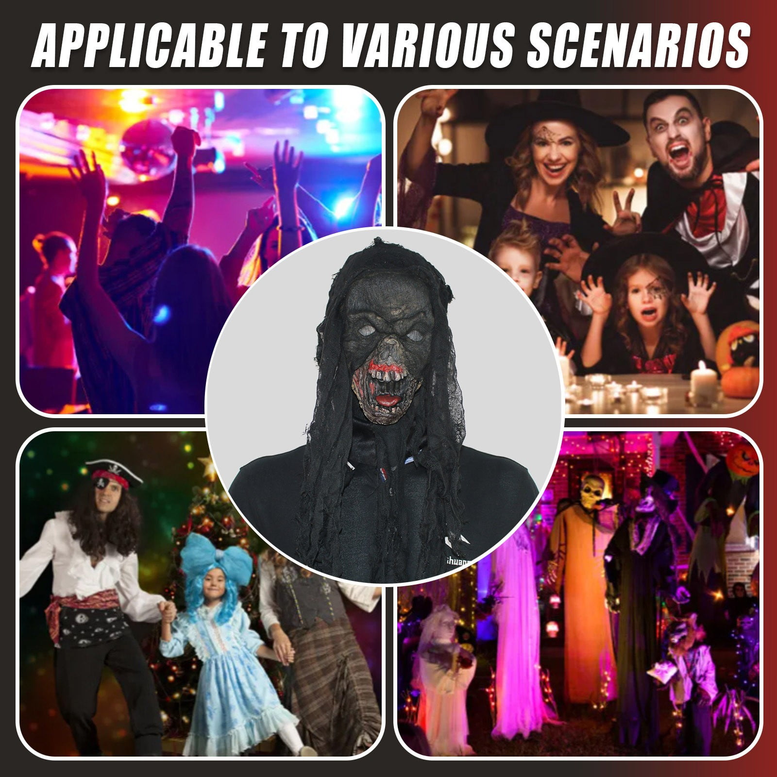 Mask Cosplay, Scary Walking Dead Zombie Head Mask Vampire Mask Latex ...