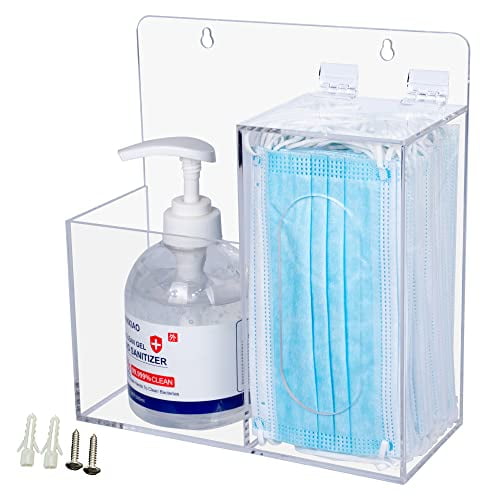 Mask Dispenser and Hand Sanitizer Acrylic Mask Storage Box Holder Stand ...