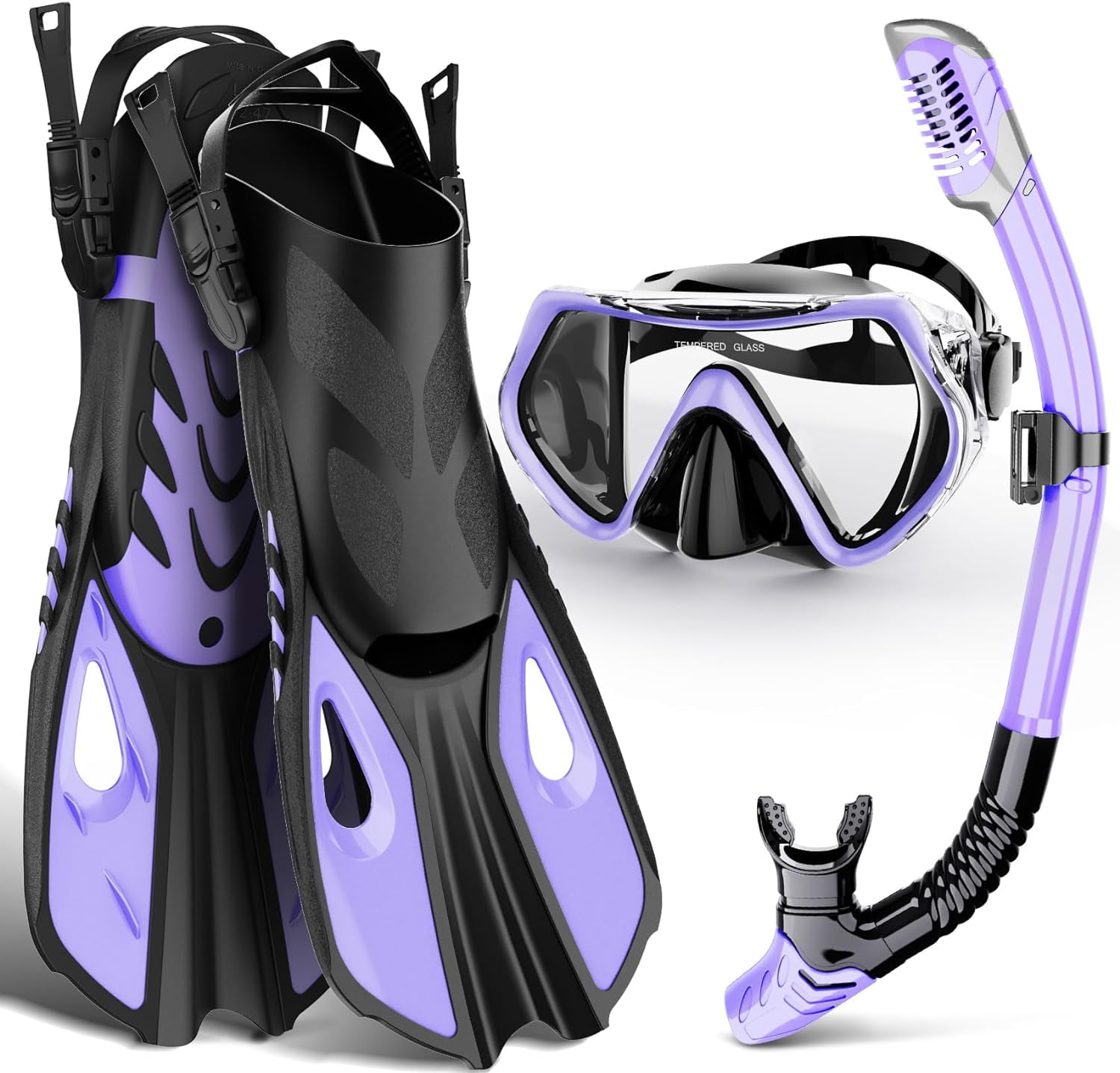 Mask Fin Snorkel Set, Snorkeling Gear for Adults with Panoramic View ...