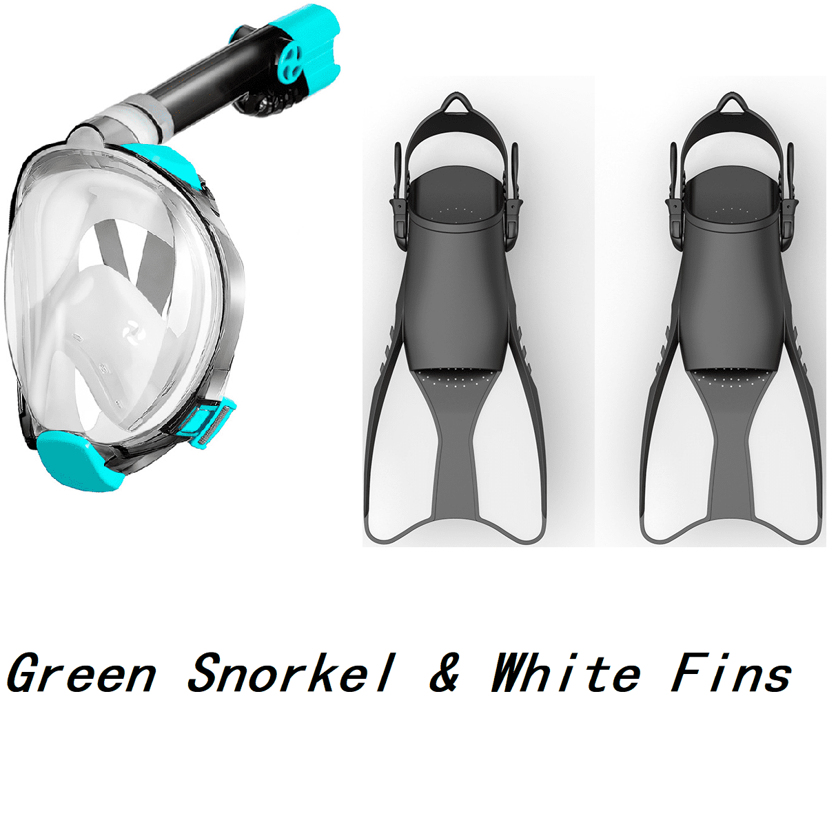 Mask Fins Snorkel Set,Snorkeling Gear for Adults,Full Face Snorkel Mask ...
