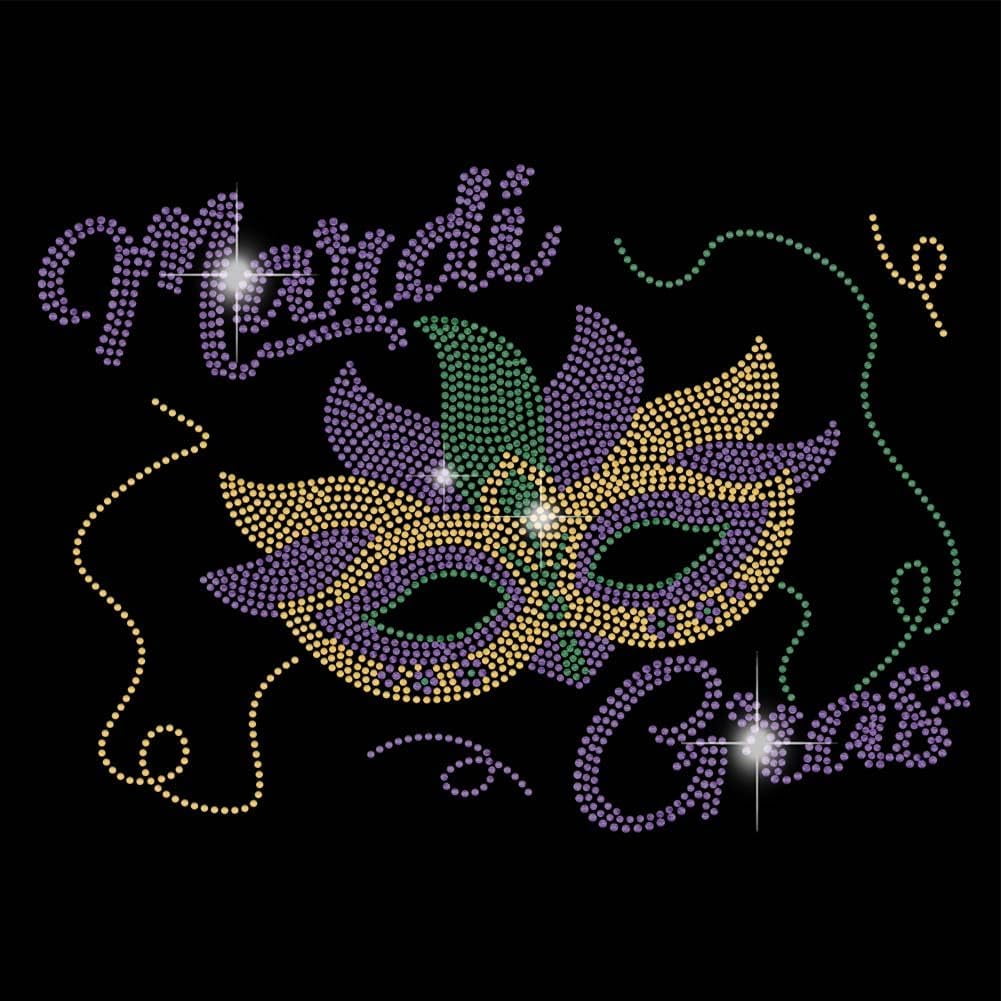 Mask Iron-on Rhinestone Transfer Stickers Party Theme Bling Decals T ...