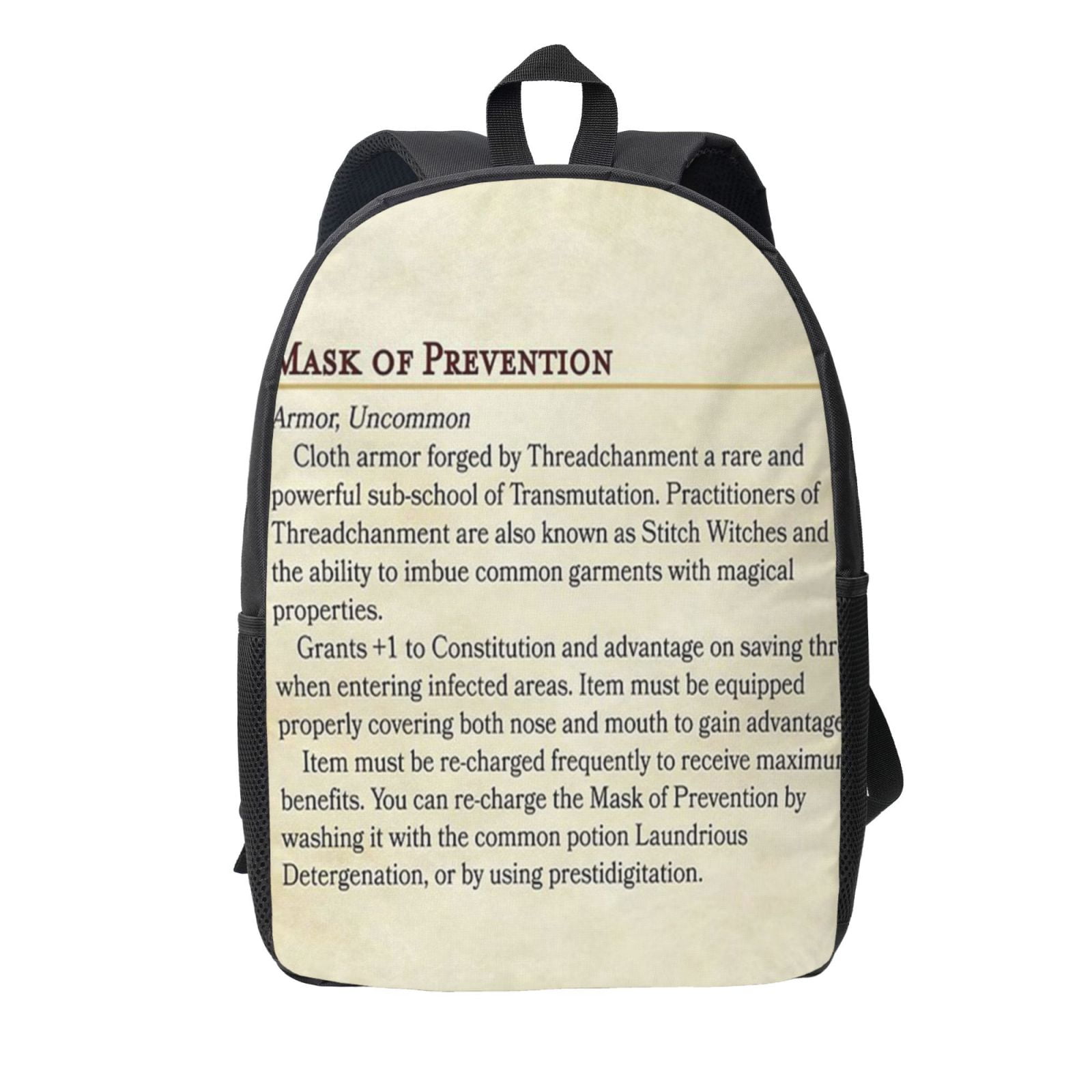 Mask Of Prevention - Dnd Face Mask Backpack Simple Lightweight Backpack ...