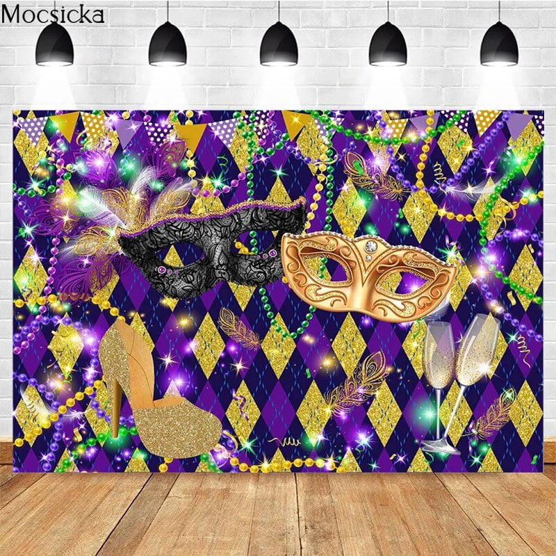 Mask Photography Backdrop Champagne Decoration Prom Party Party Adult ...