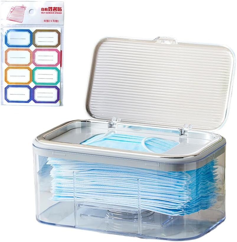Mask Storage Box with Lid, Tissue Box Holder, Openable Mask Storage Box ...
