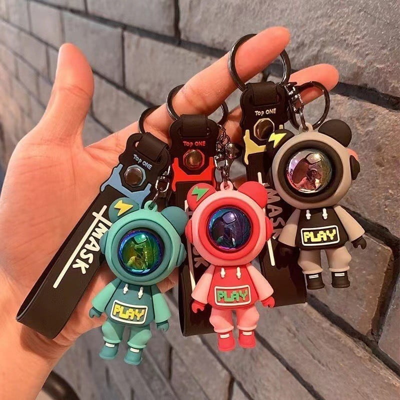 Mask lightning bear key chain cute tide play astronaut car key chain to ...